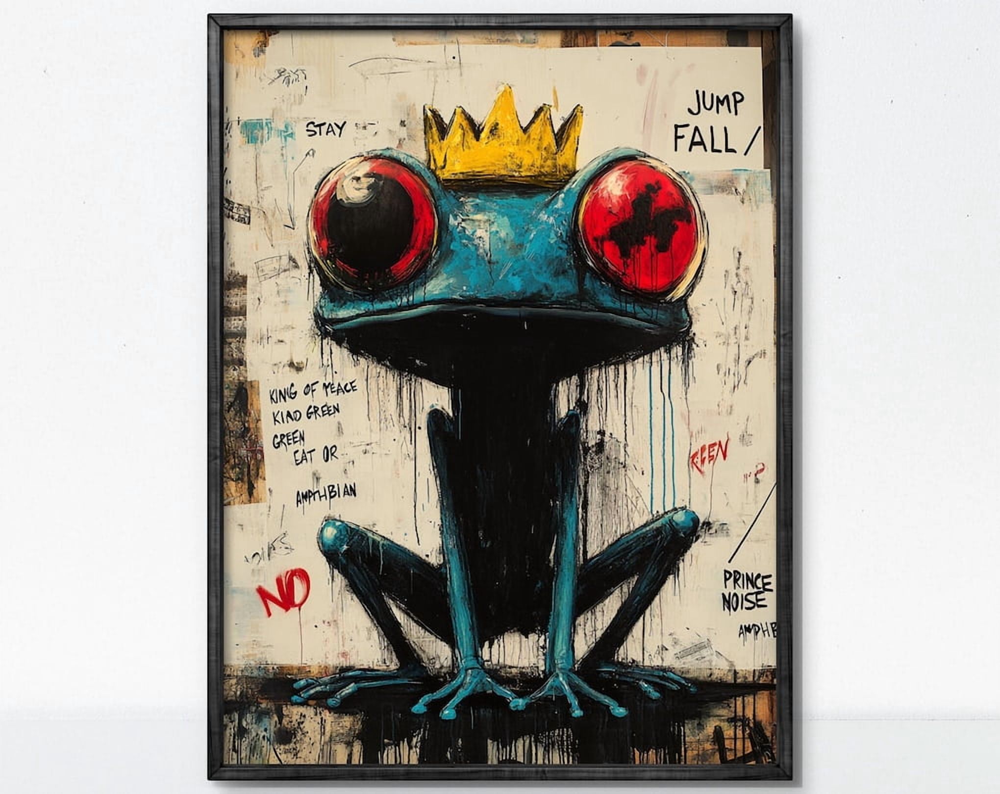 Kna Prints - 1 Pc Poster Graffiti Art King Frogplayful Street Art Print ...