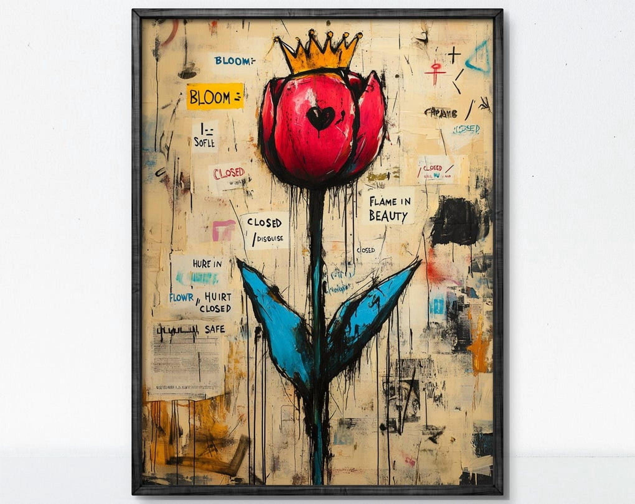 Kna Prints - 1 Pc Poster Graffiti Art Print Tulip Art Crown Artwork ...