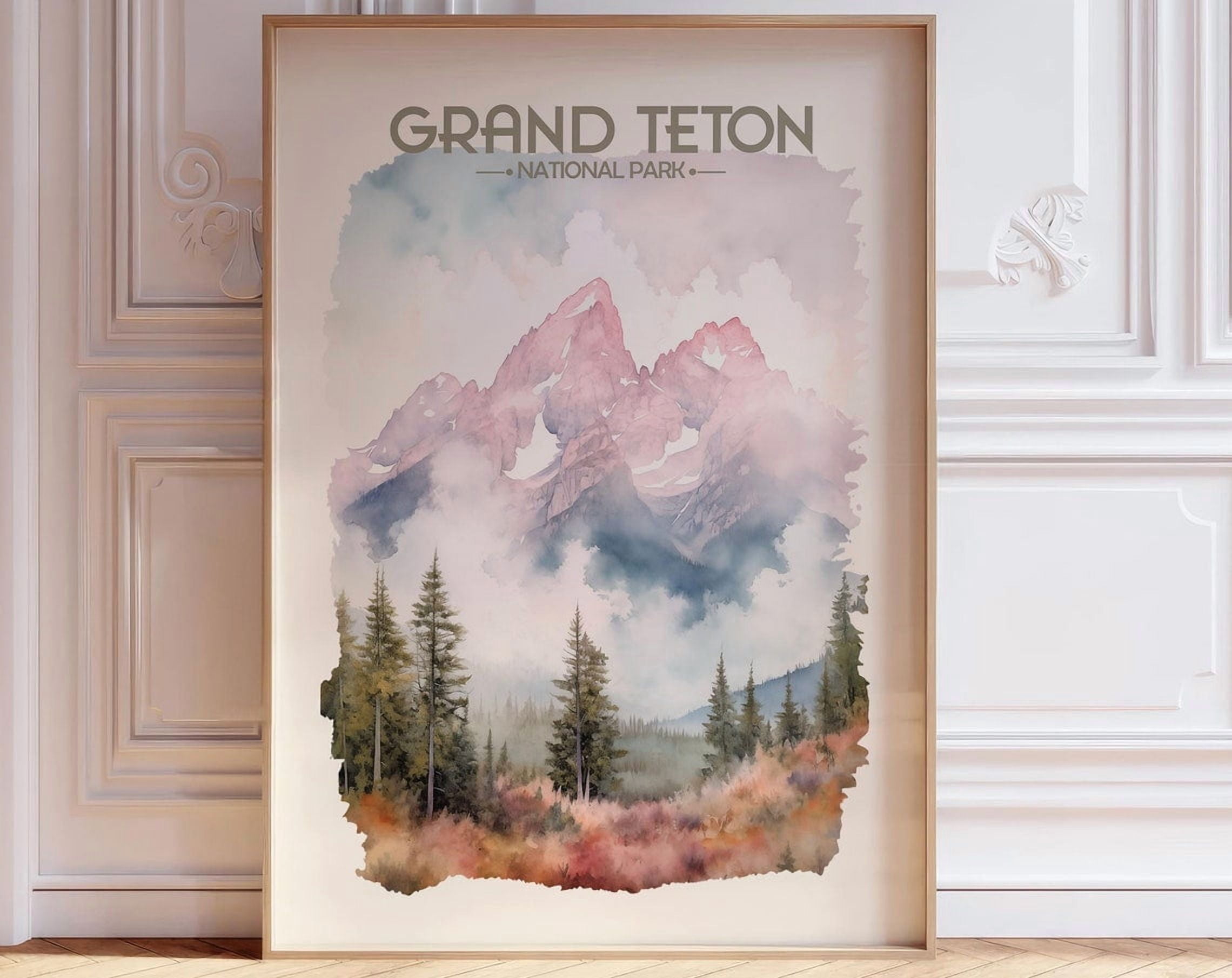 Kna Prints - 1 Pc Poster Grand Teton National Park Watercolor Travel Us ...