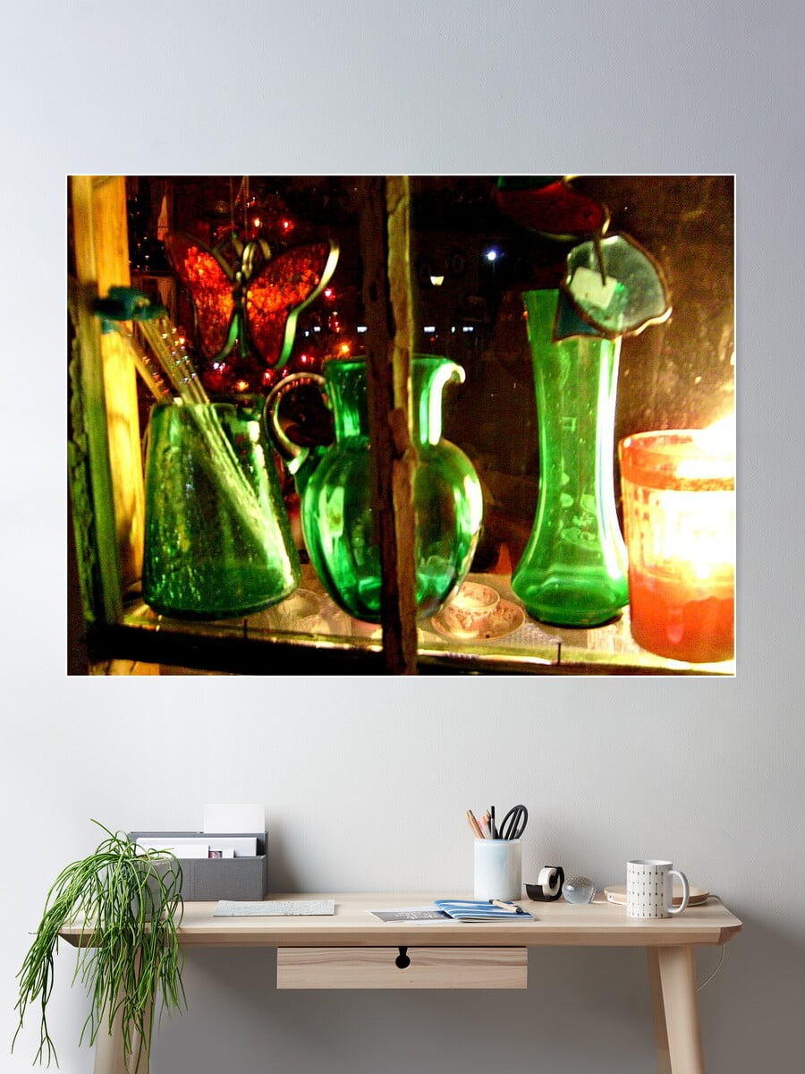 Kna Prints - 1 Pc Poster Green Colored Glass, Wayside Antique Shop ...