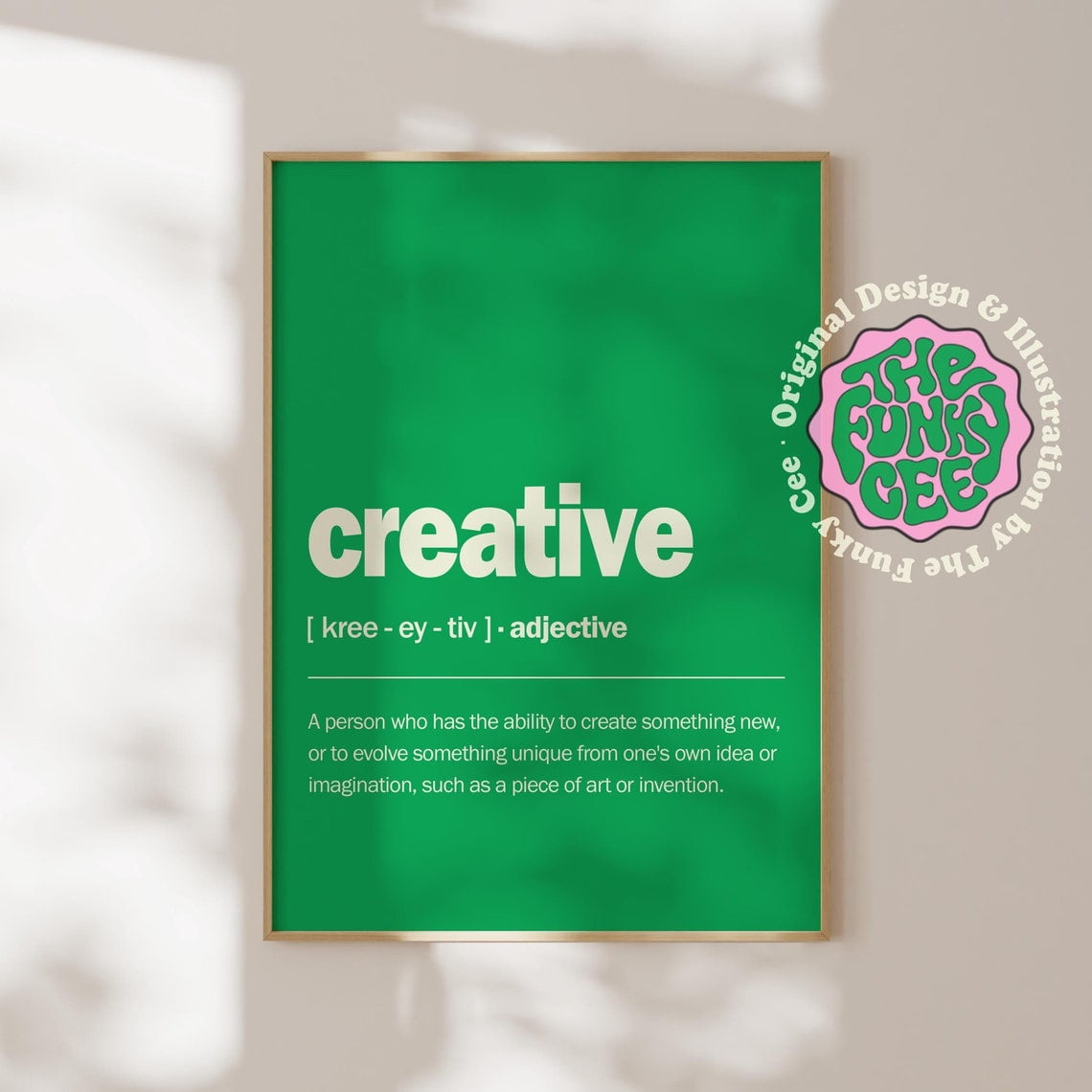 Kna Prints - 1 Pc Poster Green Minimalist Wall Art Trendy Art Creative Definition Green Modern ...