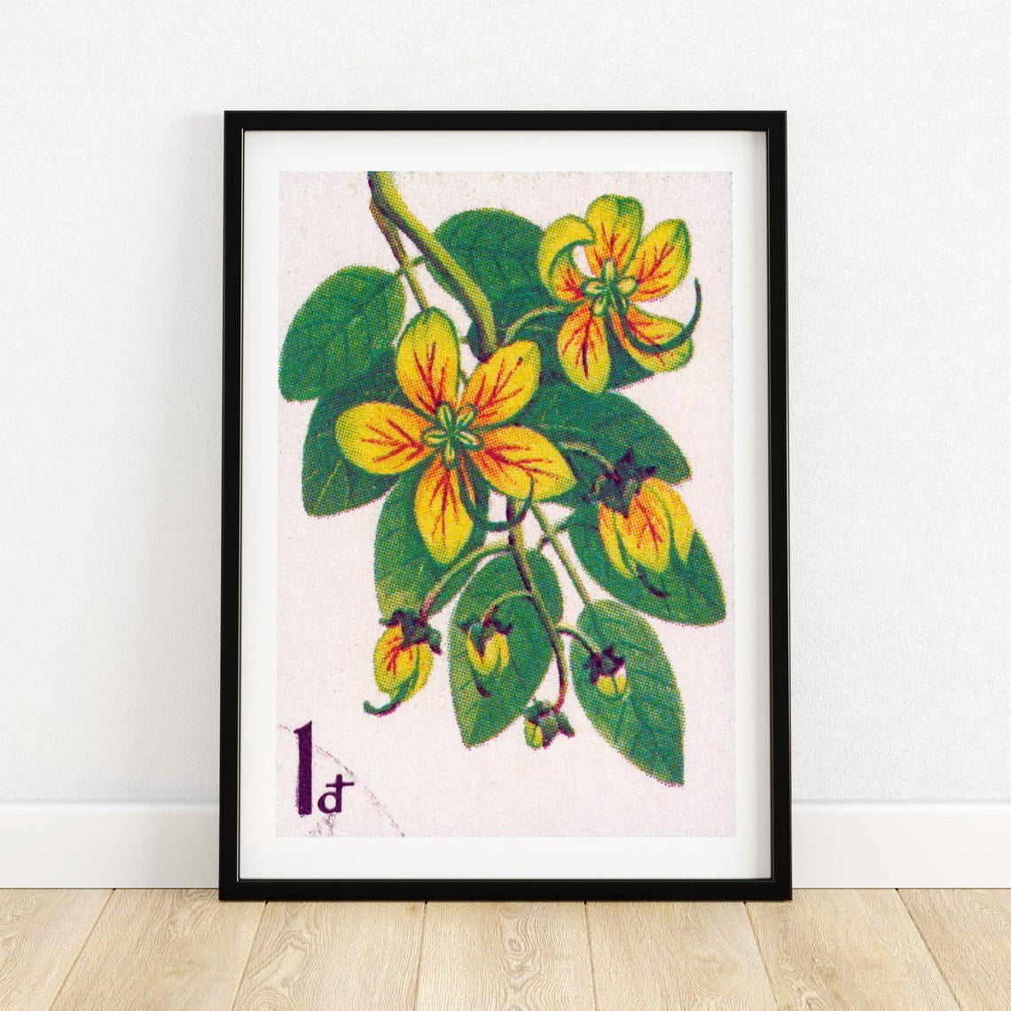 Kna Prints - 1 Pc Poster Green And Orange Flowers Postage Stamp Print ...