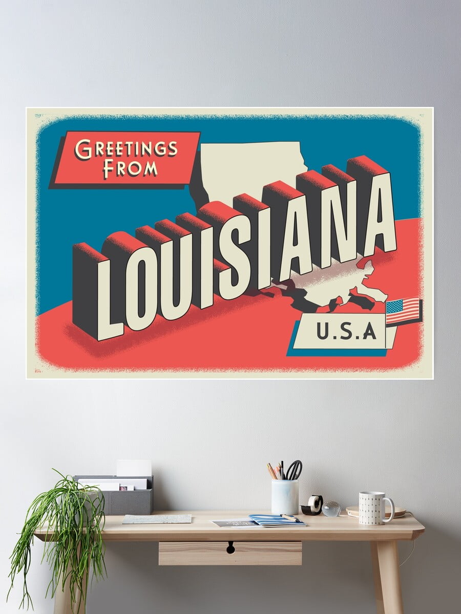 Kna Prints - 1 Pc Poster Greetings From Louisiana Retro Travel Postcard ...