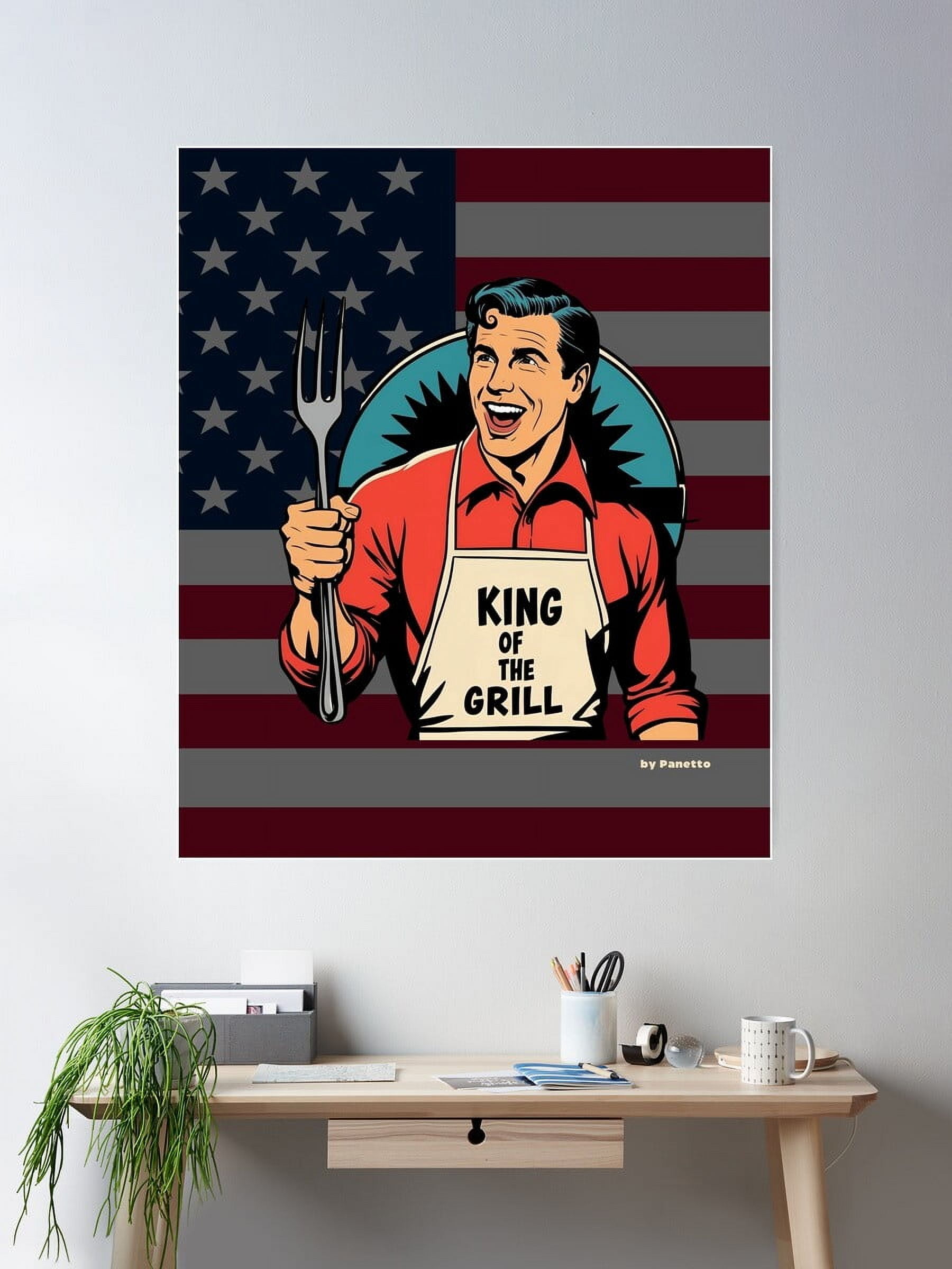 Kna Prints - 1 Pc Poster Grill Master Happy Bbq Cartoon Man Usa Part ...