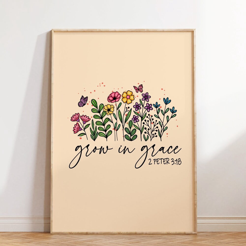 Kna Prints - 1 Pc Poster Grow In Grace Wall Print, Bible Verse ...
