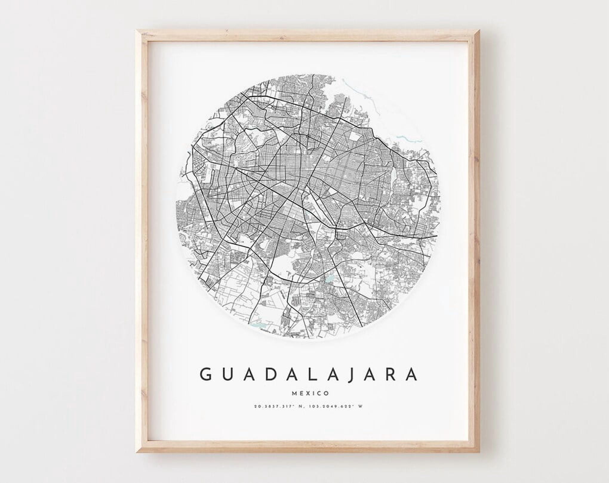 Kna Prints - 1 Pc Poster Guadalajara Map Print, Guadalajara Map City ...
