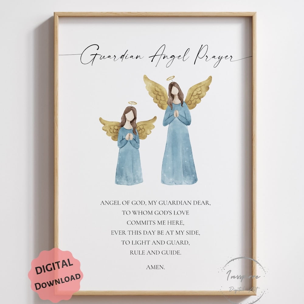 Kna Prints - 1 Pc Poster Guardian Angel Prayer Printable, Angel Of God ...