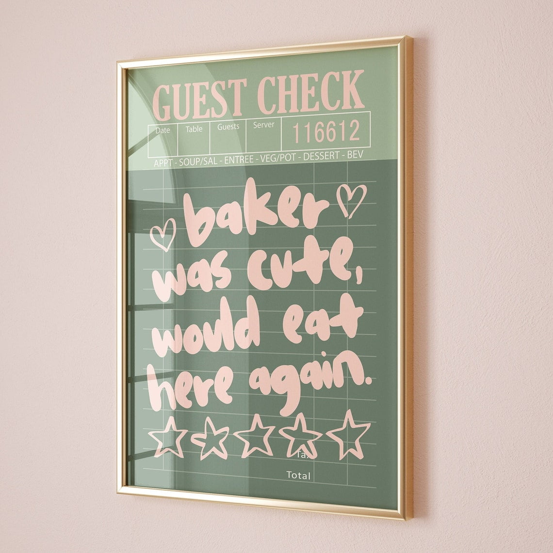 Kna Prints - 1 Pc Poster Guest Check Prints Trendy Wall Art Sage Green ...
