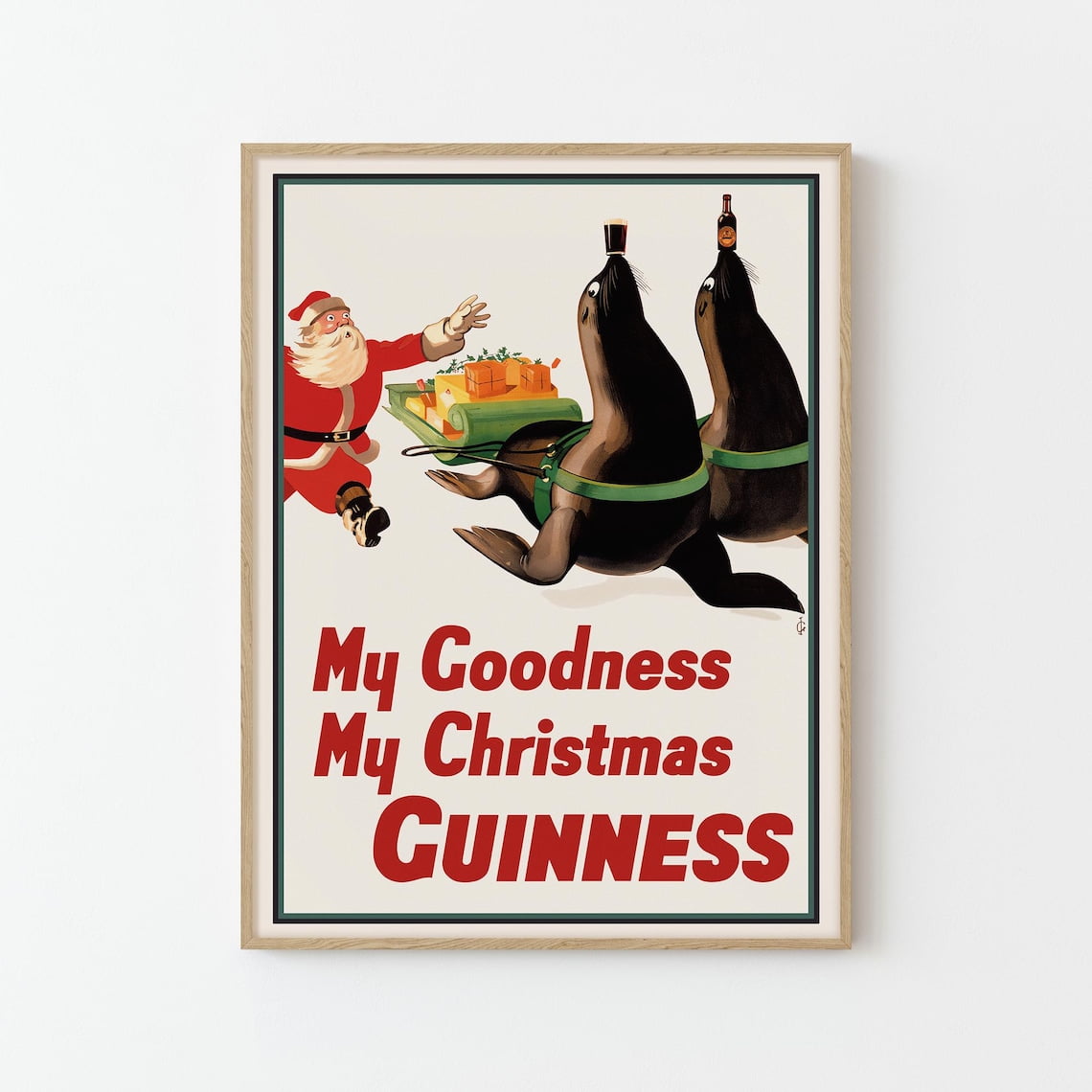 Kna Prints - 1 Pc Poster Guinness Christmas Vintage Ad Art Print Home ...
