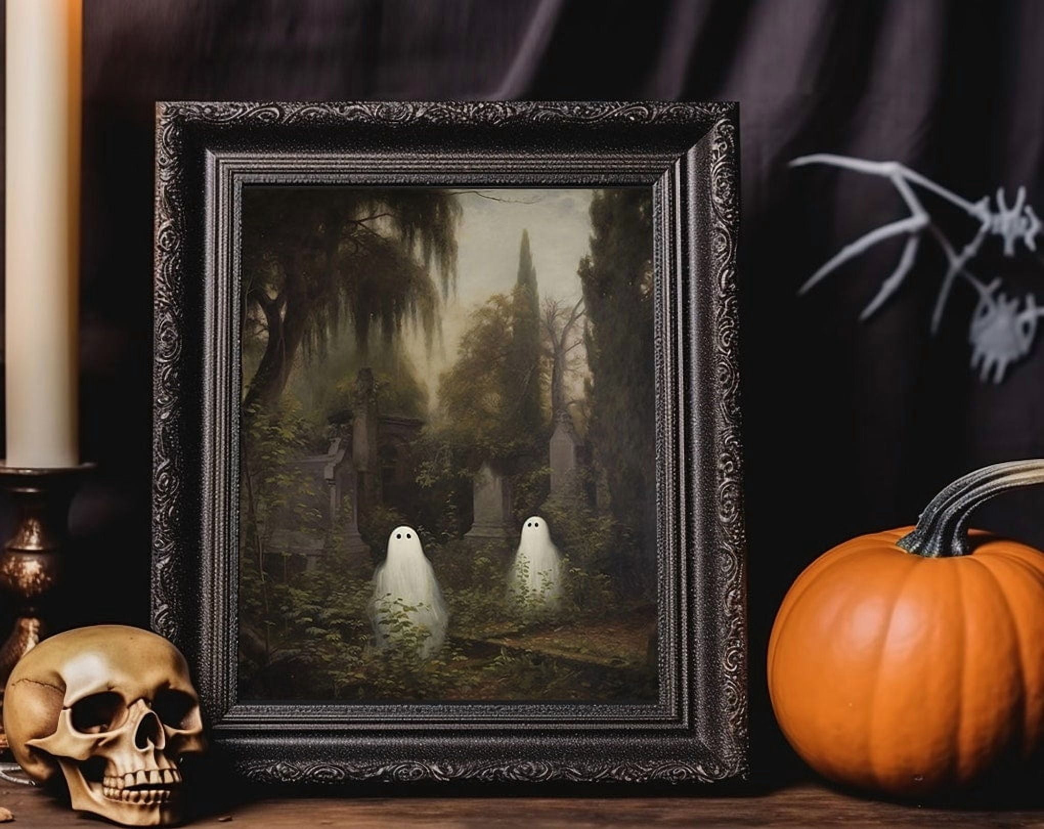 Kna Prints - 1 Pc Poster Halloween Vintage Ghosts Playing In Cemetery ...