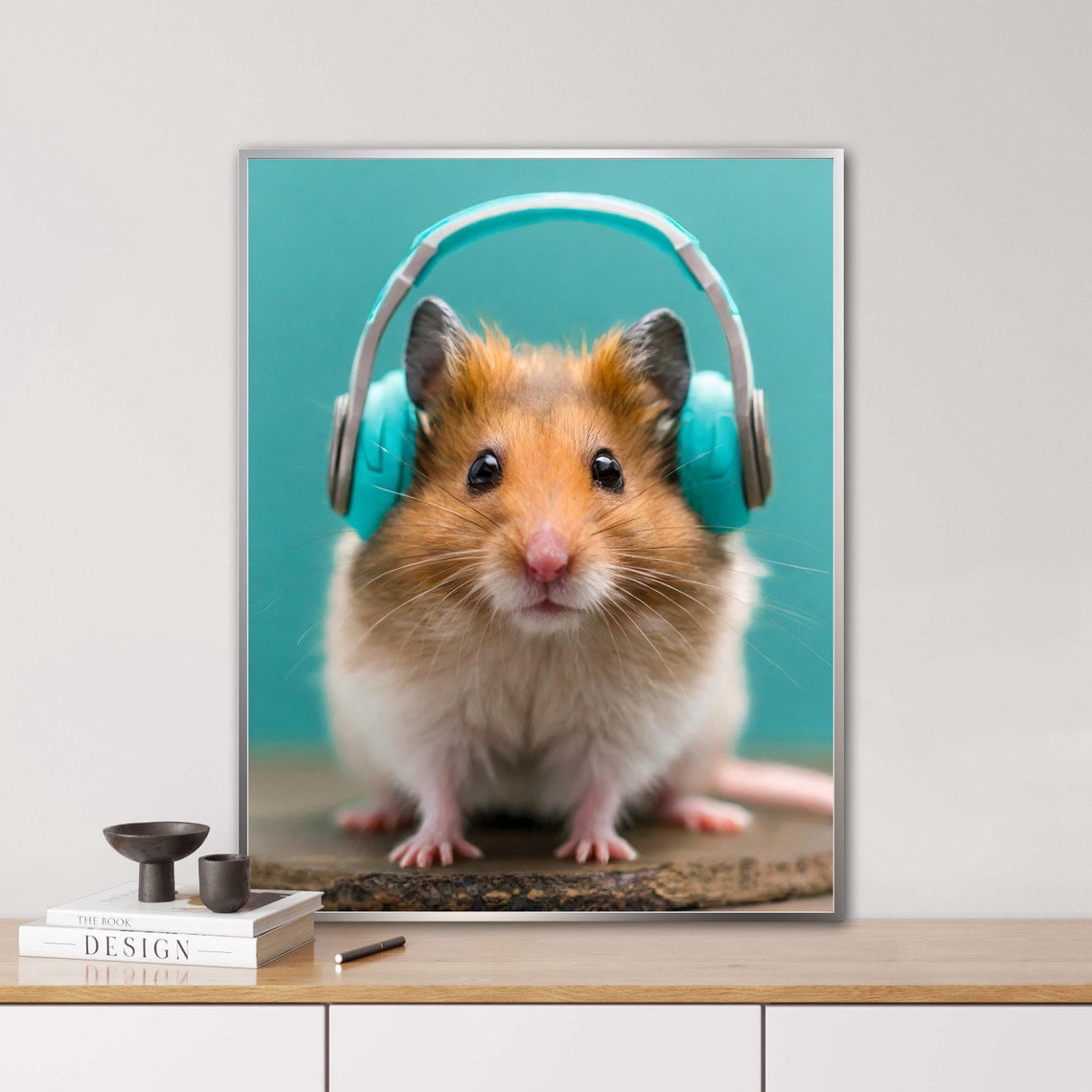 Kna Prints - 1 Pc Poster Hamster With Headphones, Ai Generated ...