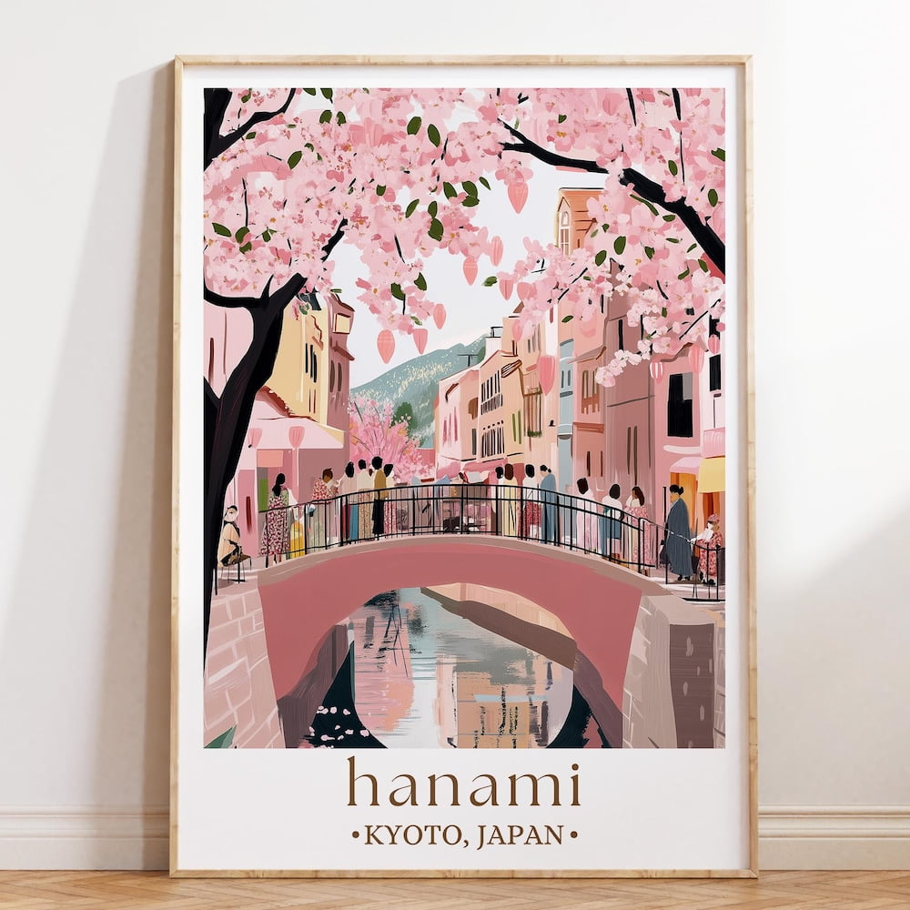 Kna Prints - 1 Pc Poster Hanami Kyoto Art Print, Cherry Blossom ...