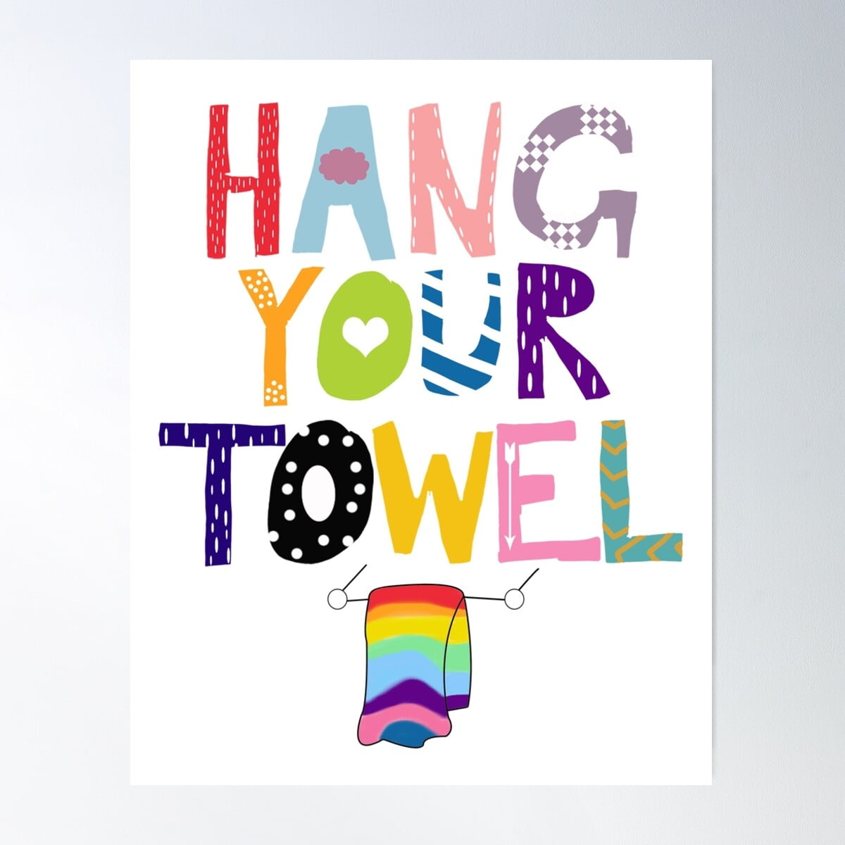 Kna Prints - 1 Pc Poster Hang Your Towel, UNFRAMED-8x12 - Walmart.com