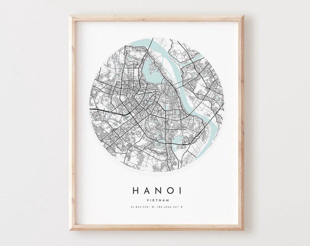 Kna Prints - 1 Pc Poster Hanoi Map Print, Hanoi Map City Wall Art ...