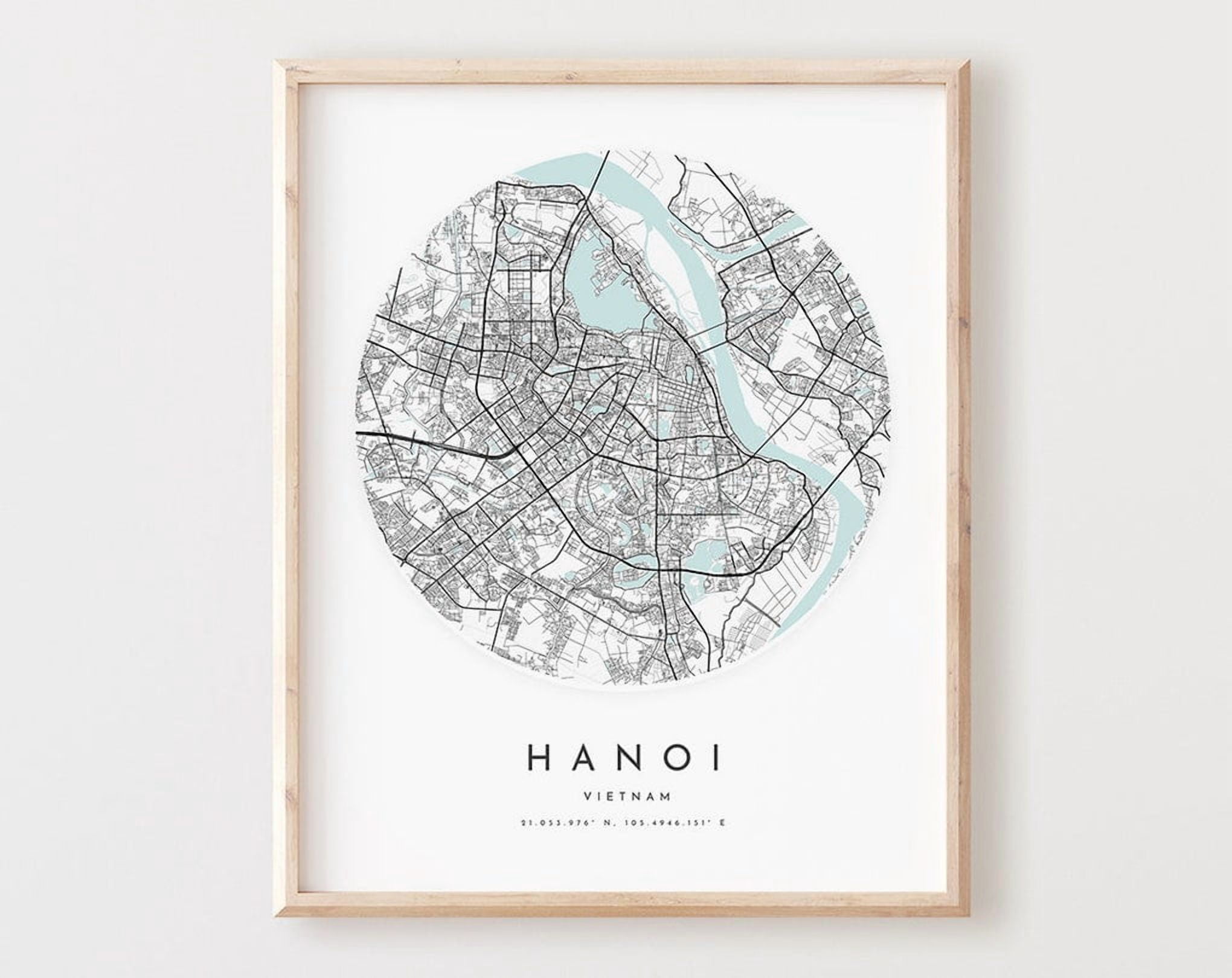 Kna Prints - 1 Pc Poster Hanoi Map Print, Hanoi Map City Wall Art ...