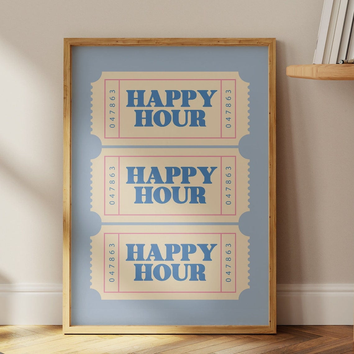 Kna Prints - 1 Pc Poster Happy Hour Ticket Print, Bar Cart Decor ...