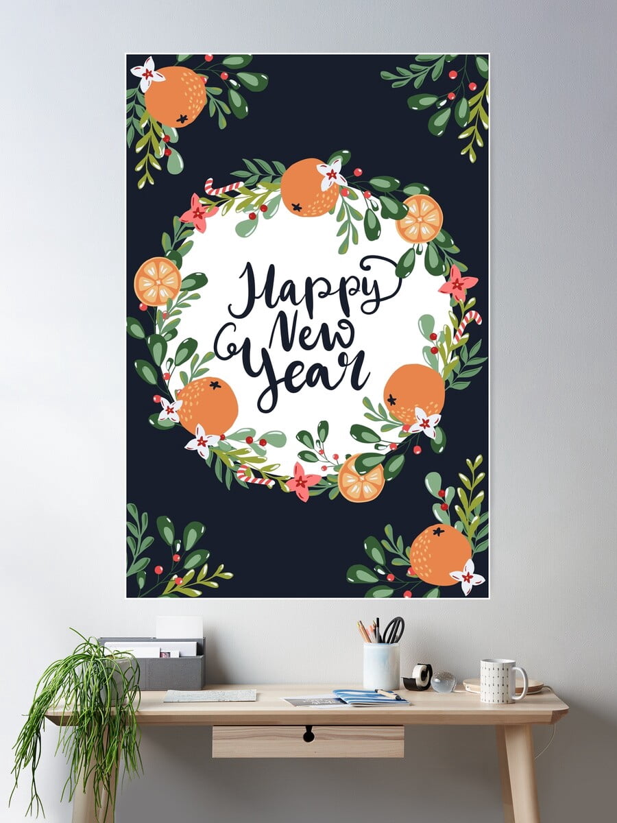 Kna Prints - 1 Pc Poster Happy New Year, UNFRAMED-12x18 - Walmart.com