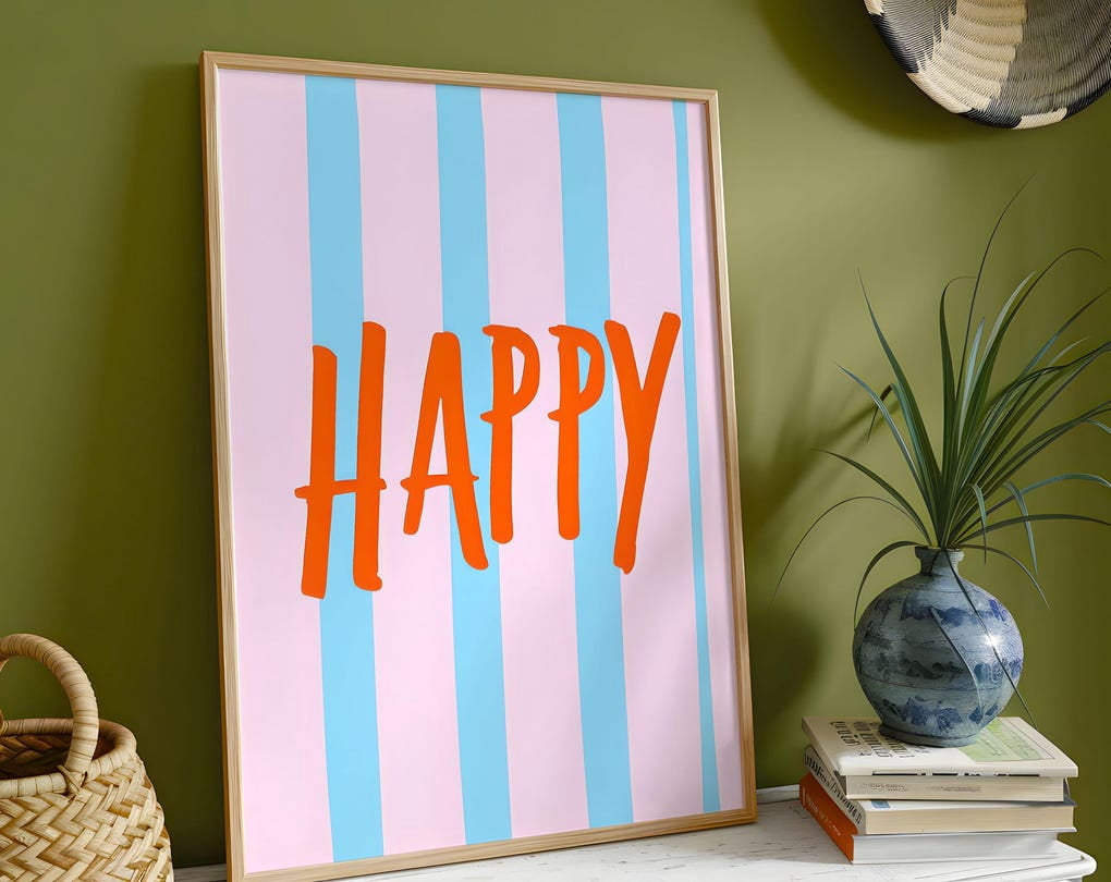 Kna Prints - 1 Pc Poster Happy Retro Moted Vibrant Wall Art For ...