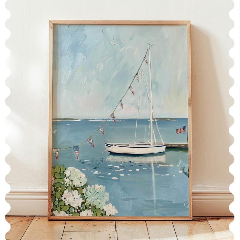 Kna Prints - 1 Pc Poster Harbor Flags Printcoastal Boat Art, Nautical ...