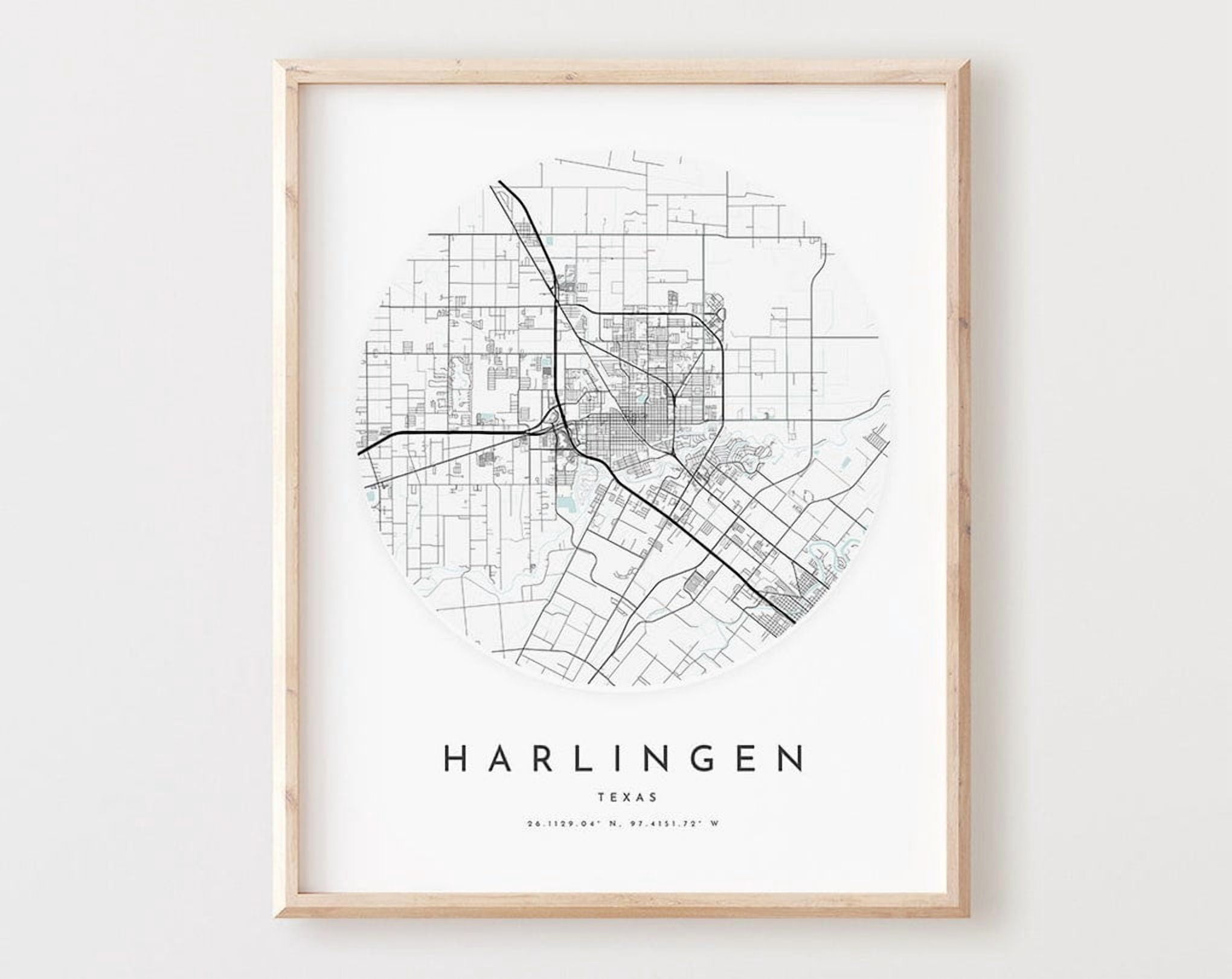 Kna Prints - 1 Pc Poster Harlingen Map Print, Harlingen Map City Wall ...