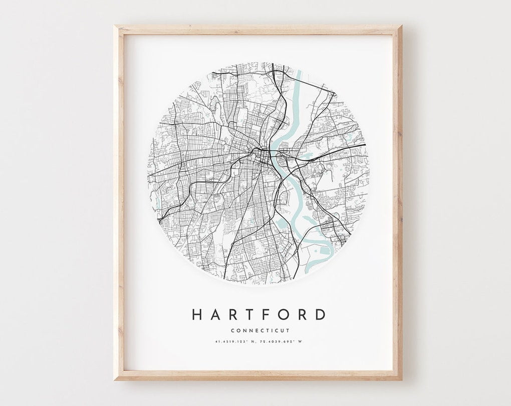 Kna Prints - 1 Pc Poster Hartford Map Print, Hartford Map City Wall Art ...
