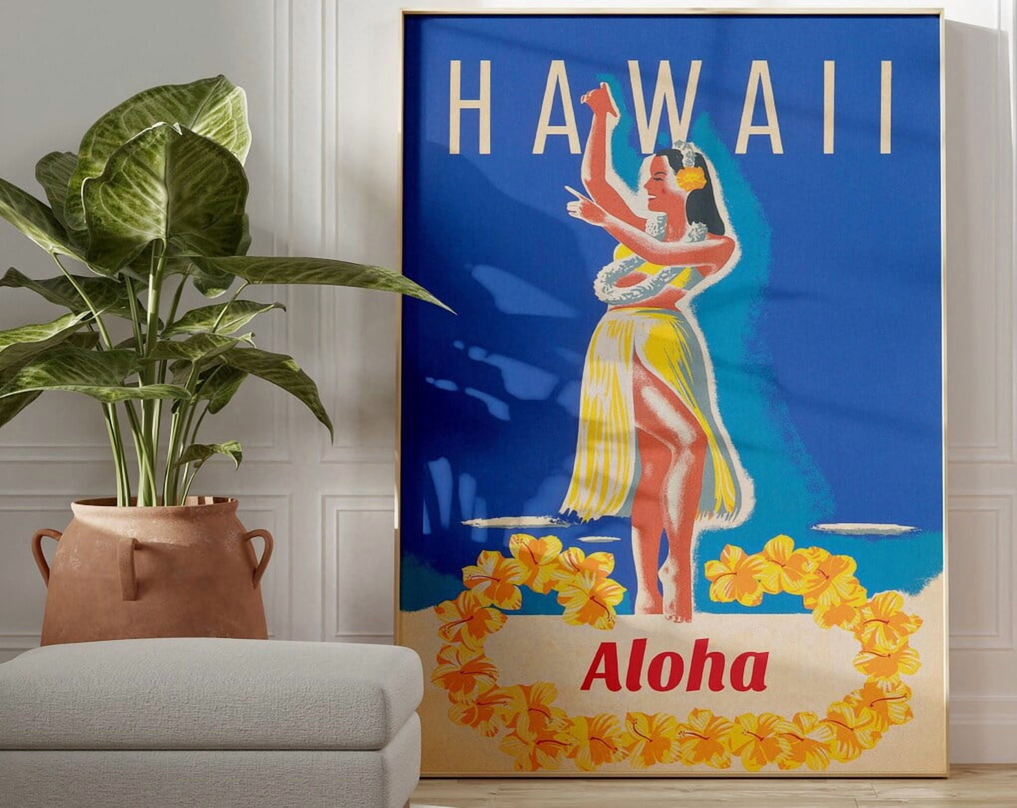 Kna Prints - 1 Pc Poster Hawaii Wall Art, Hula Girl Print, Vintage Wall ...