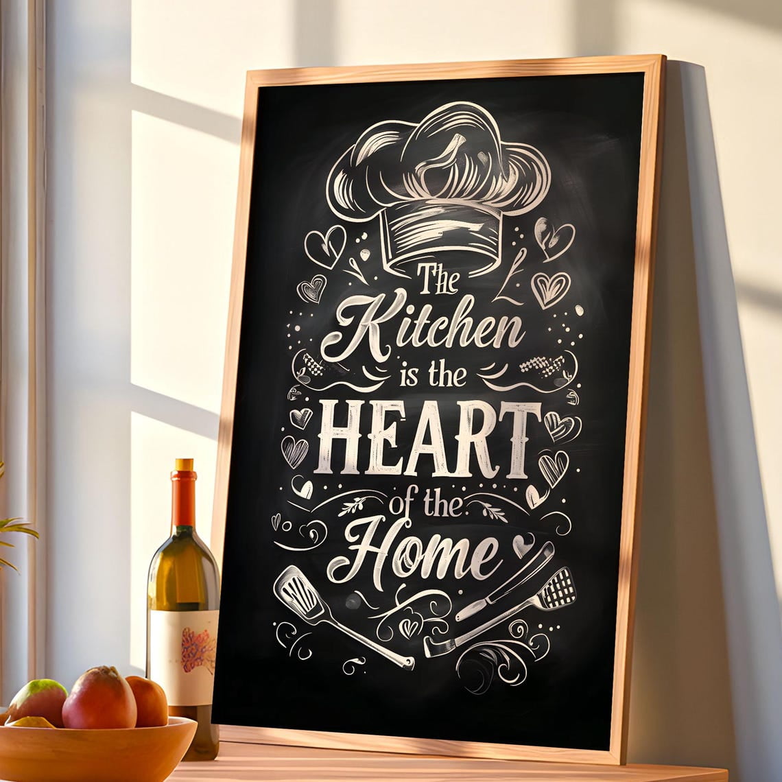 Kna Prints - 1 Pc Poster Heart Of The Home Chalkboard Moted Wall Art ...
