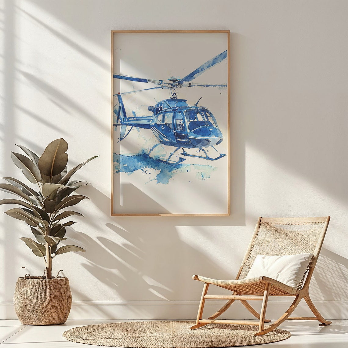 Kna Prints - 1 Pc Poster Helicopter Watercolor Print, Boys Nursery Wall ...