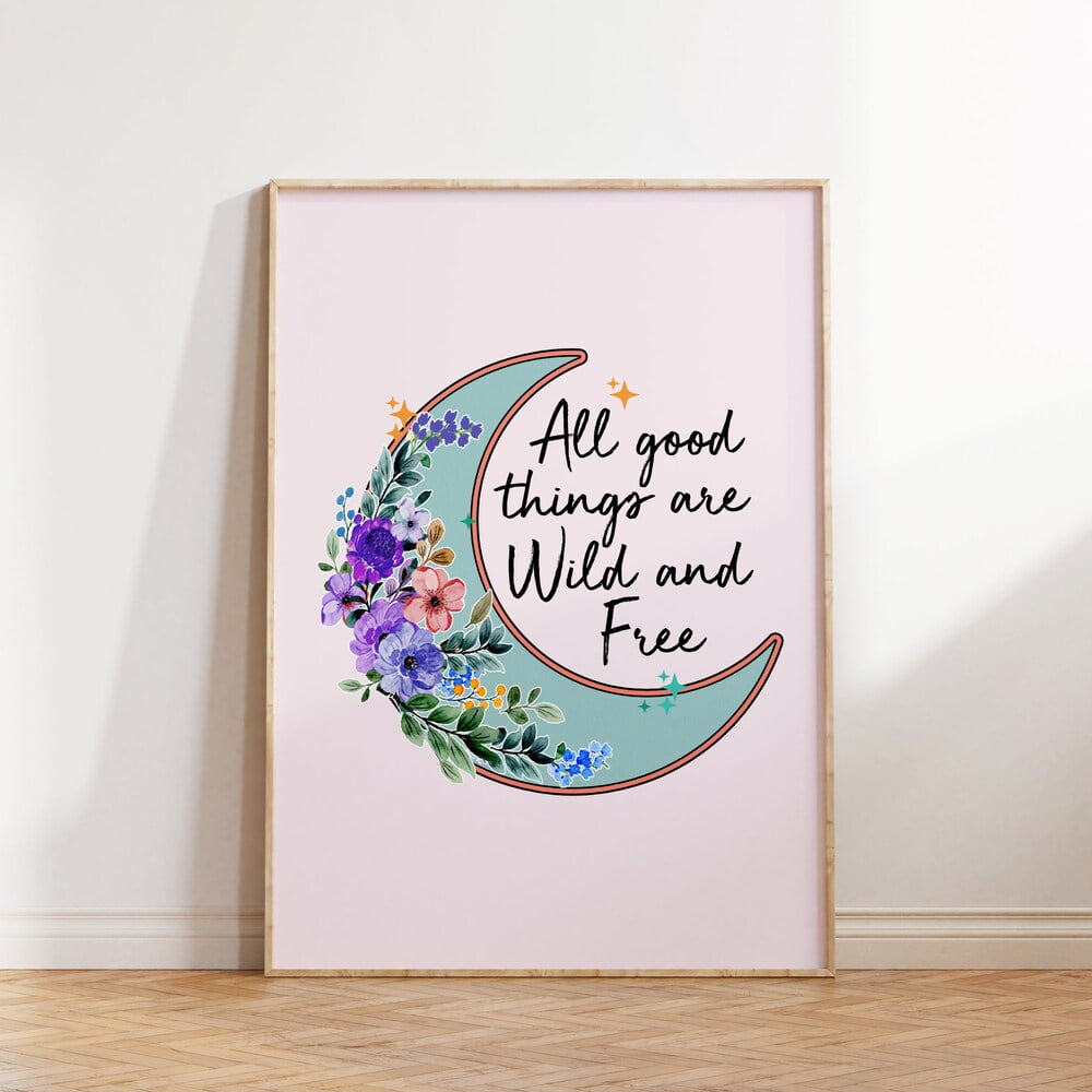 Kna Prints - 1 Pc Poster Hippie Celestial Moon Wall Print, Hippie Wall ...