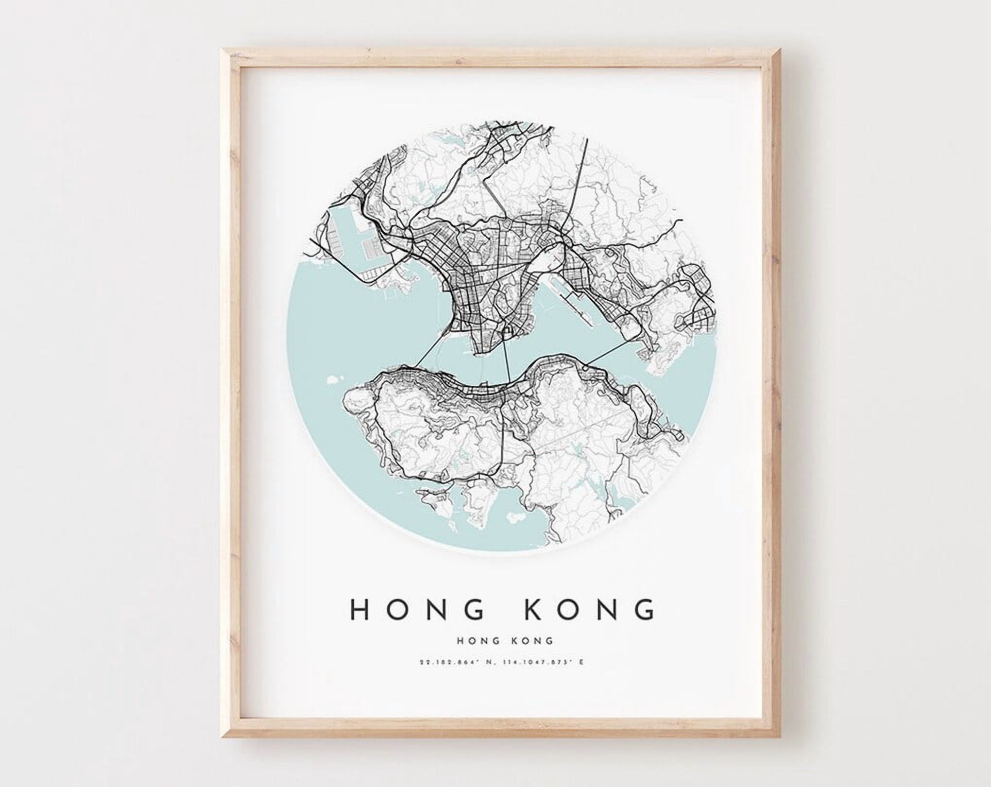 Kna Prints - 1 Pc Poster Hong Kong Map Print, Hong Kong Map City Wall ...