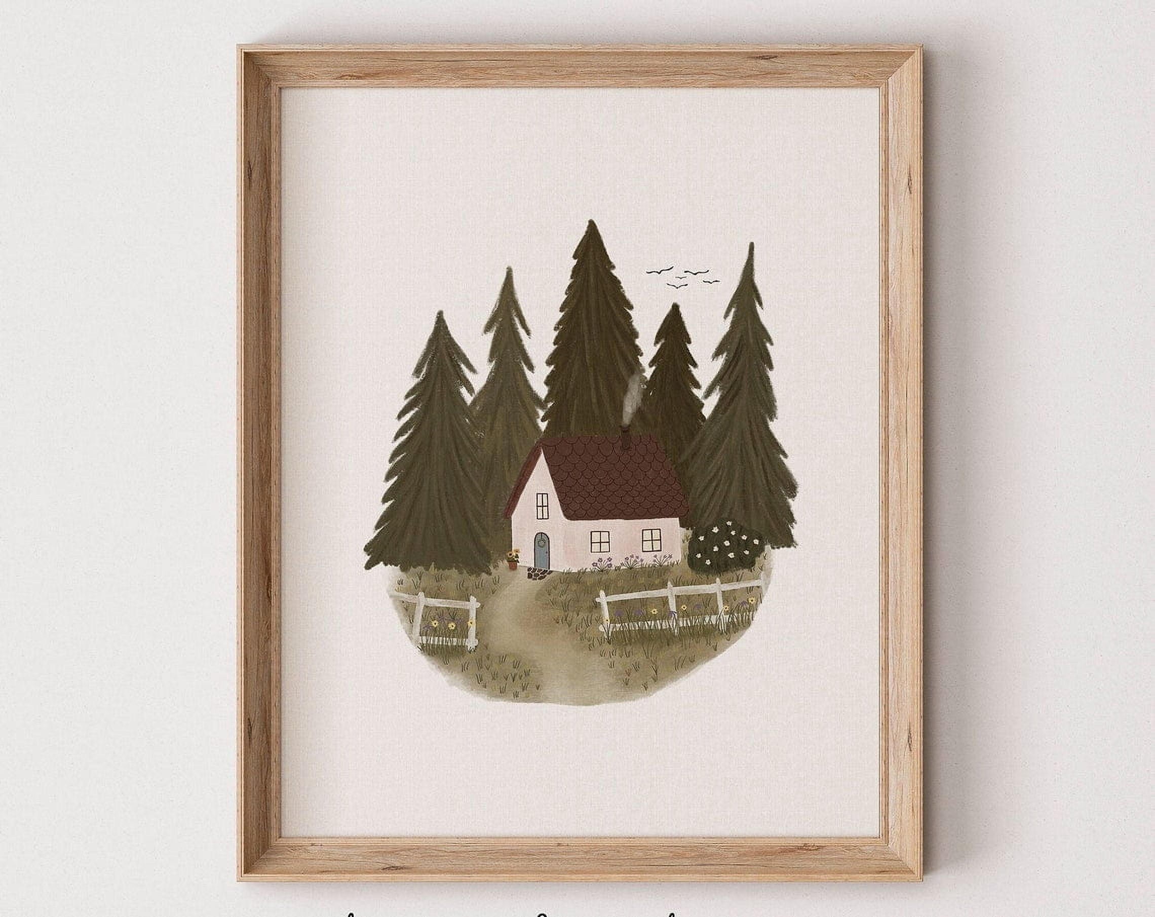 Kna Prints - 1 Pc Poster House In The Woods Art Cottage Decor Forest ...