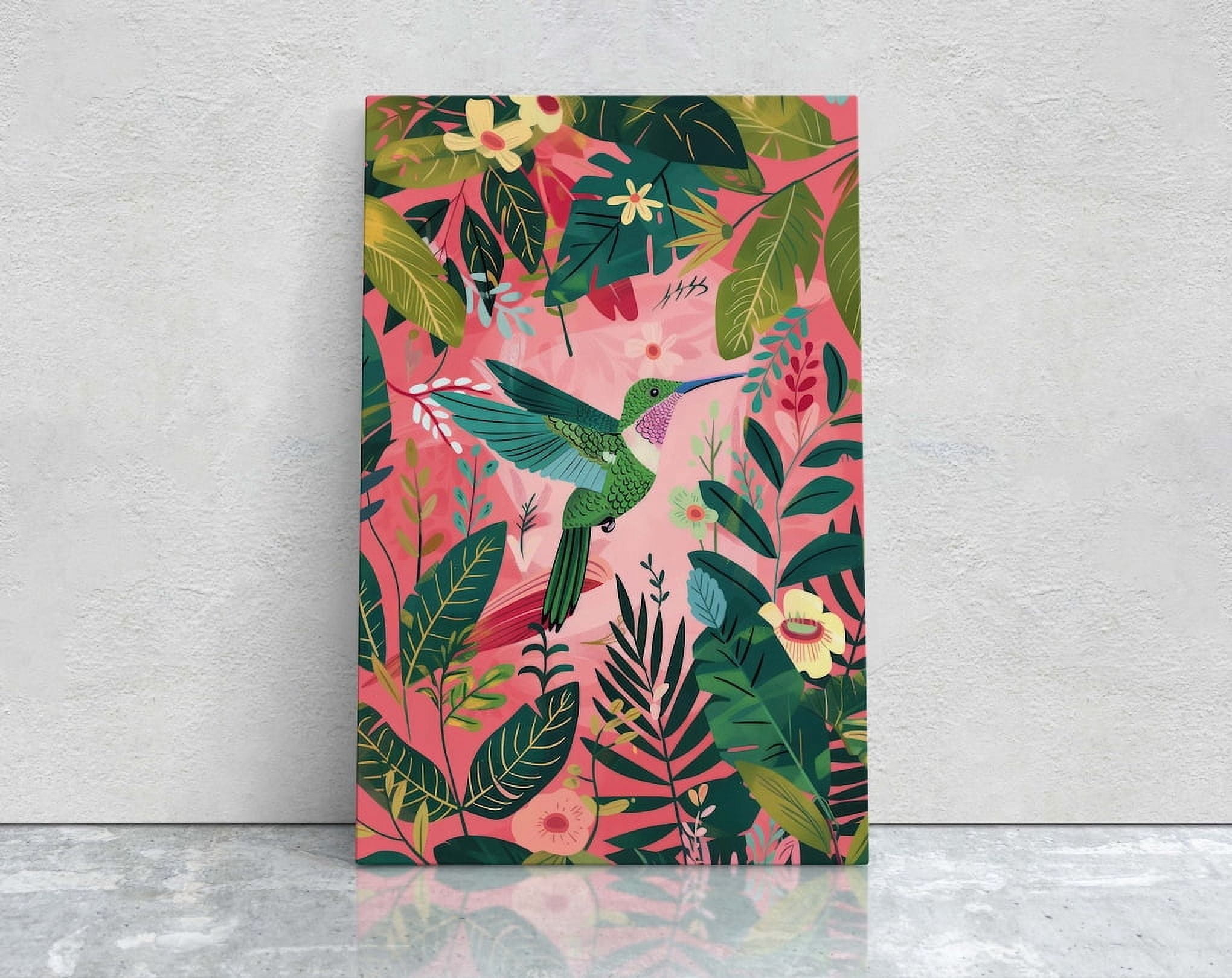Kna Prints - 1 Pc Poster Hummingbird Pink, , Tropical Art, Maximalist ...