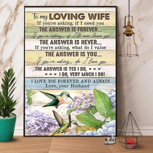 Kna Prints - 1 Pc Poster Hummingbird To My Loving Wife I Love You ...