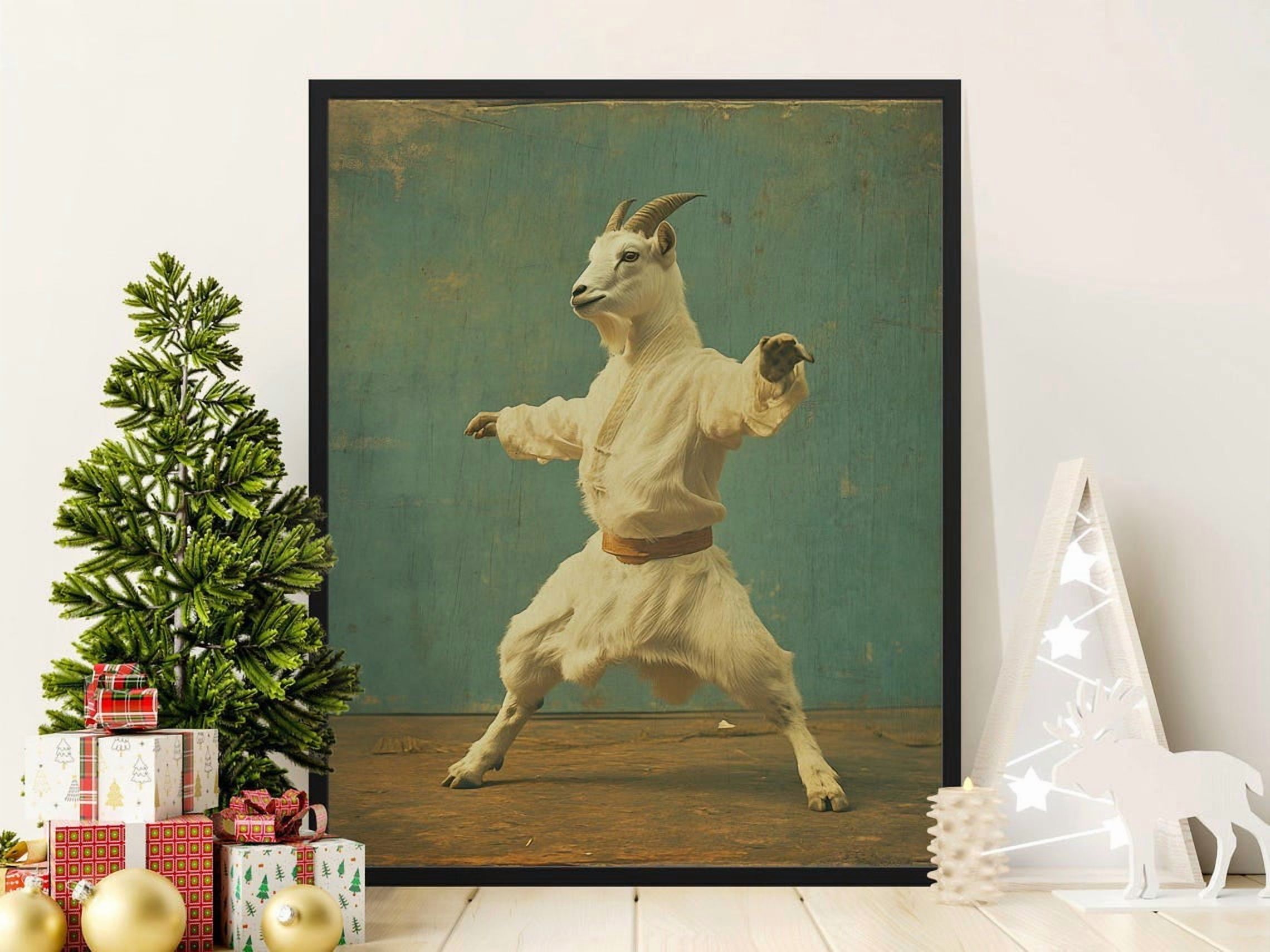 Kna Prints - 1 Pc Poster Humorous Goat Doing Martial Arts , Fny Animal ...