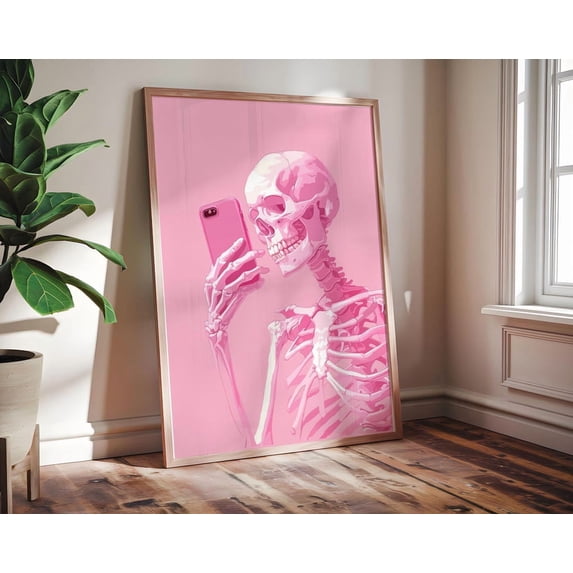 Kna Prints - 1 Pc Poster Humorous Skeleton On Phone Addiction & Art ...