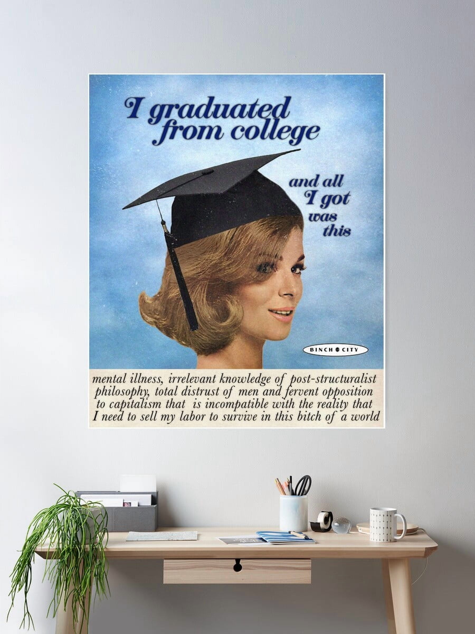 Kna Prints - 1 Pc Poster I Graduated From College..., UNFRAMED-24x36 ...