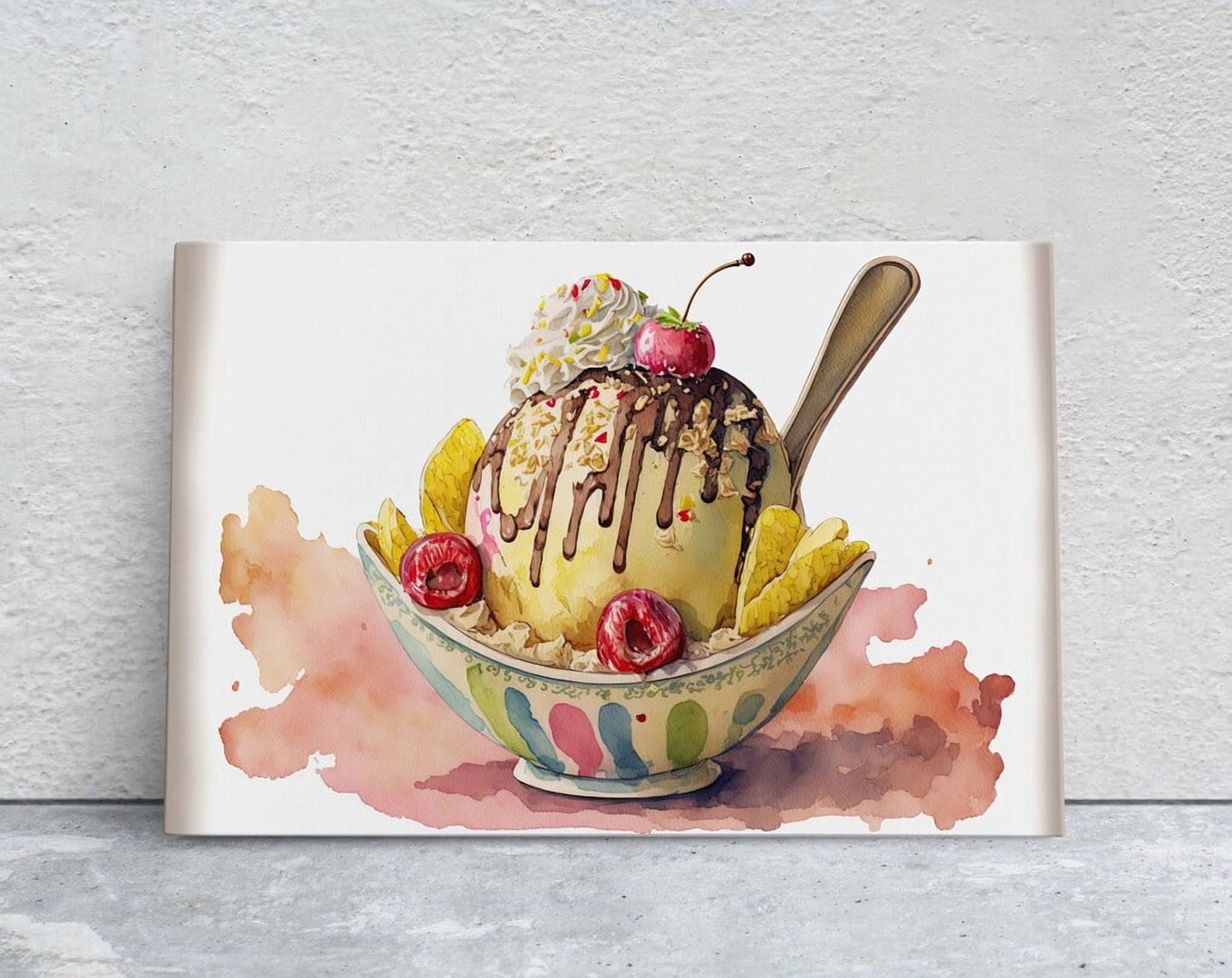 Kna Prints - 1 Pc Poster Ice Cream Sdae, Gelato Decor, Dessert Art ...
