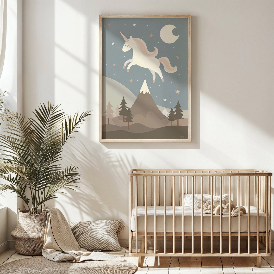 Kna Prints - 1 Pc Poster Icorn Night Sky Nursery Wall Art, Kids Bedroom ...