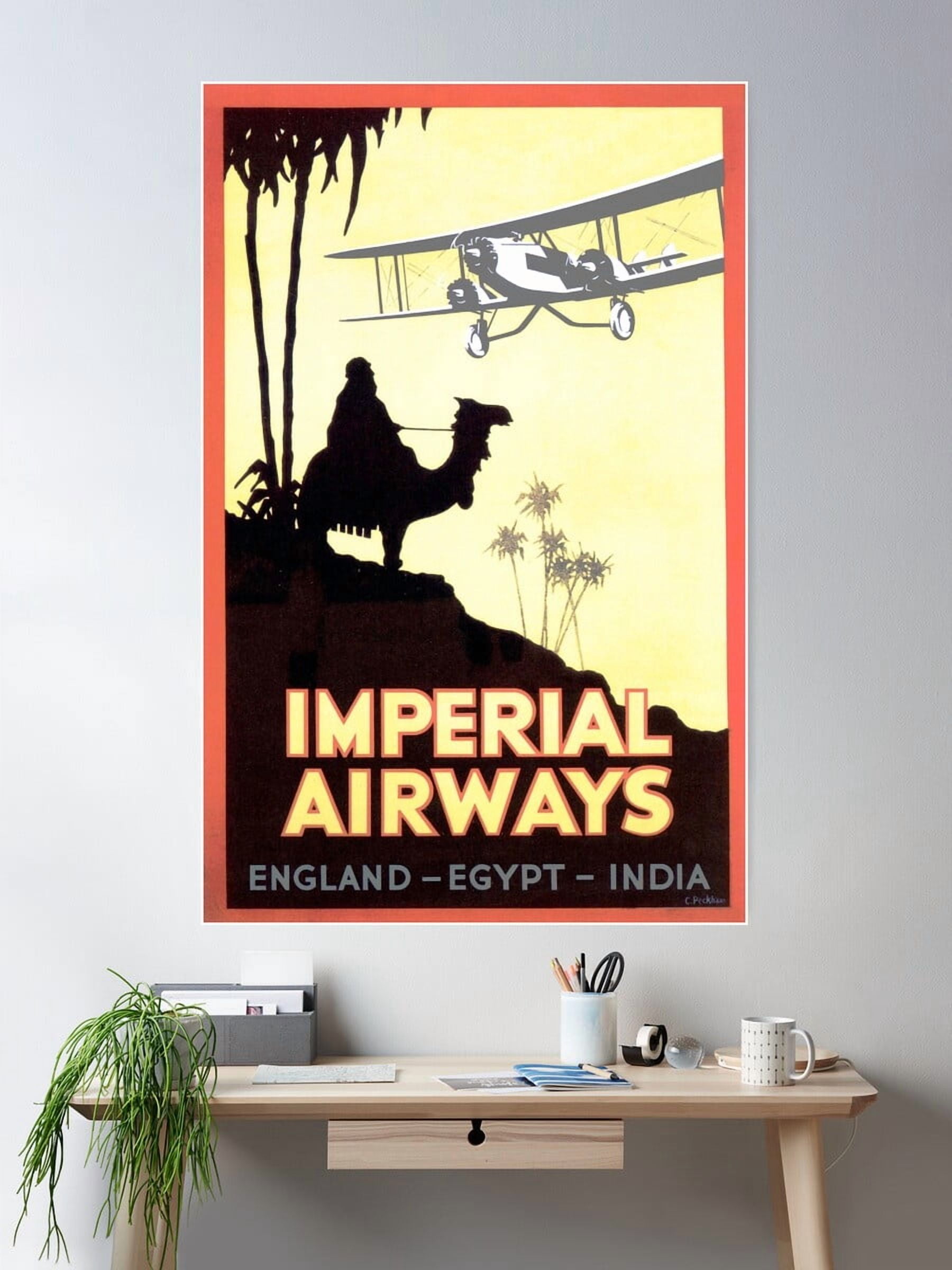 Kna Prints - 1 Pc Poster Imperial Airways England Egypt India Airplanes Vintage Travel, UNFRAMED ...