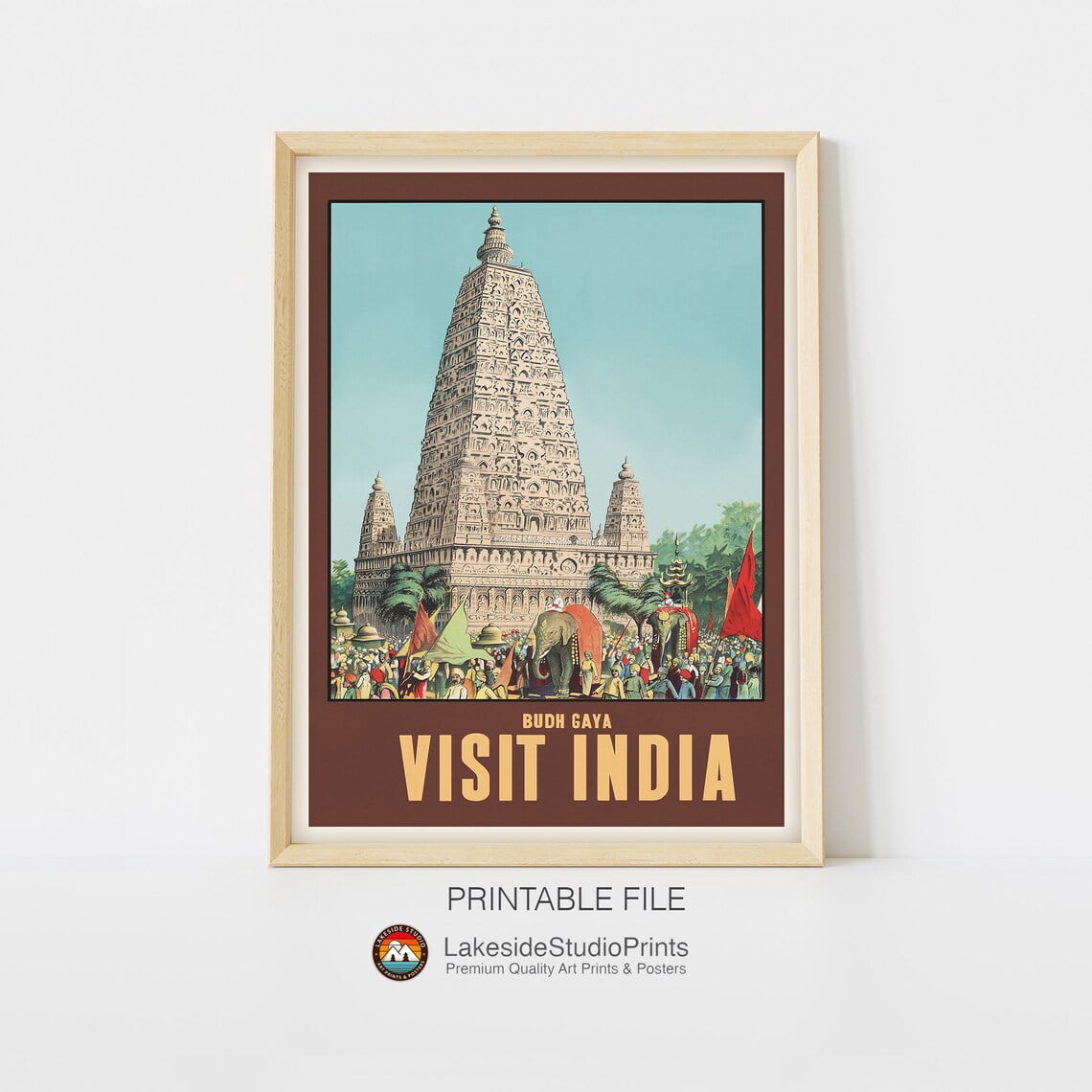 Kna Prints - 1 Pc Poster India Bodh Gaya Temple Retro Travel Instant ...