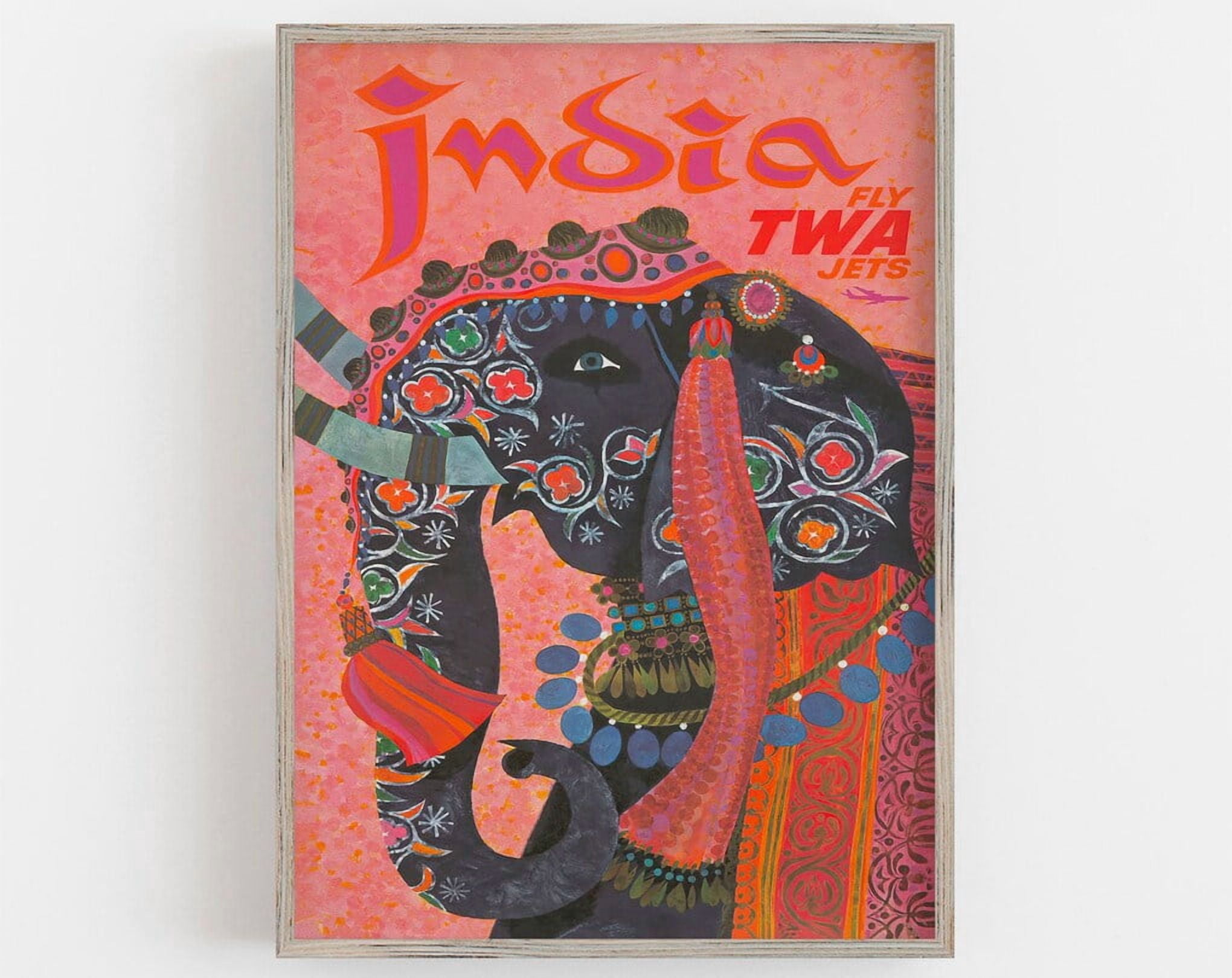 Kna Prints - 1 Pc Poster India Wall Art, Elephant Print, Vintage Wall ...