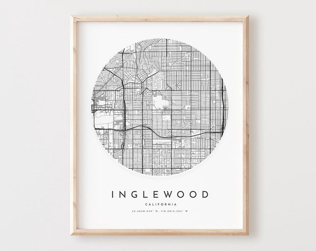 Kna Prints - 1 Pc Poster Inglewood Map Print, Inglewood Map City Wall ...