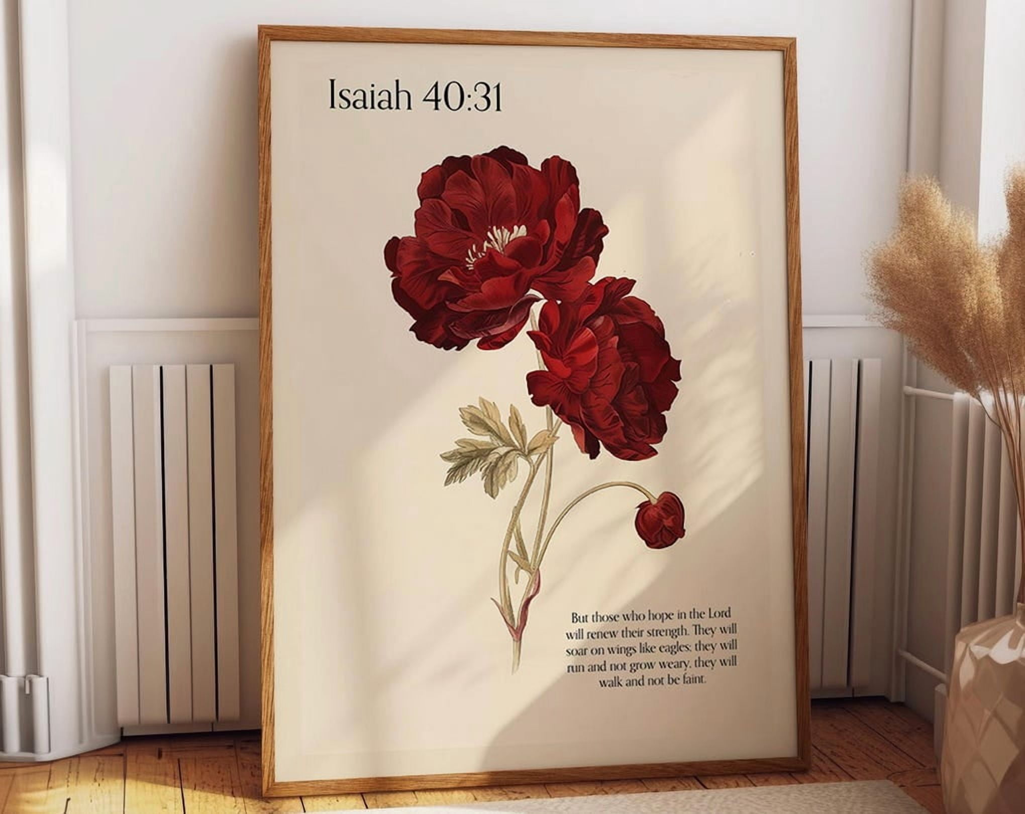Kna Prints - 1 Pc Poster Isaiah 40:31 Wall Art Printred Peonies ...