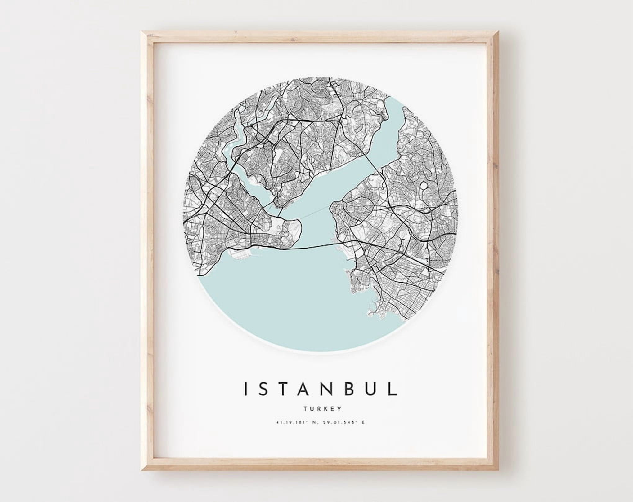 Kna Prints - 1 Pc Poster Istanbul Map Print, Istanbul Map City Wall Art ...