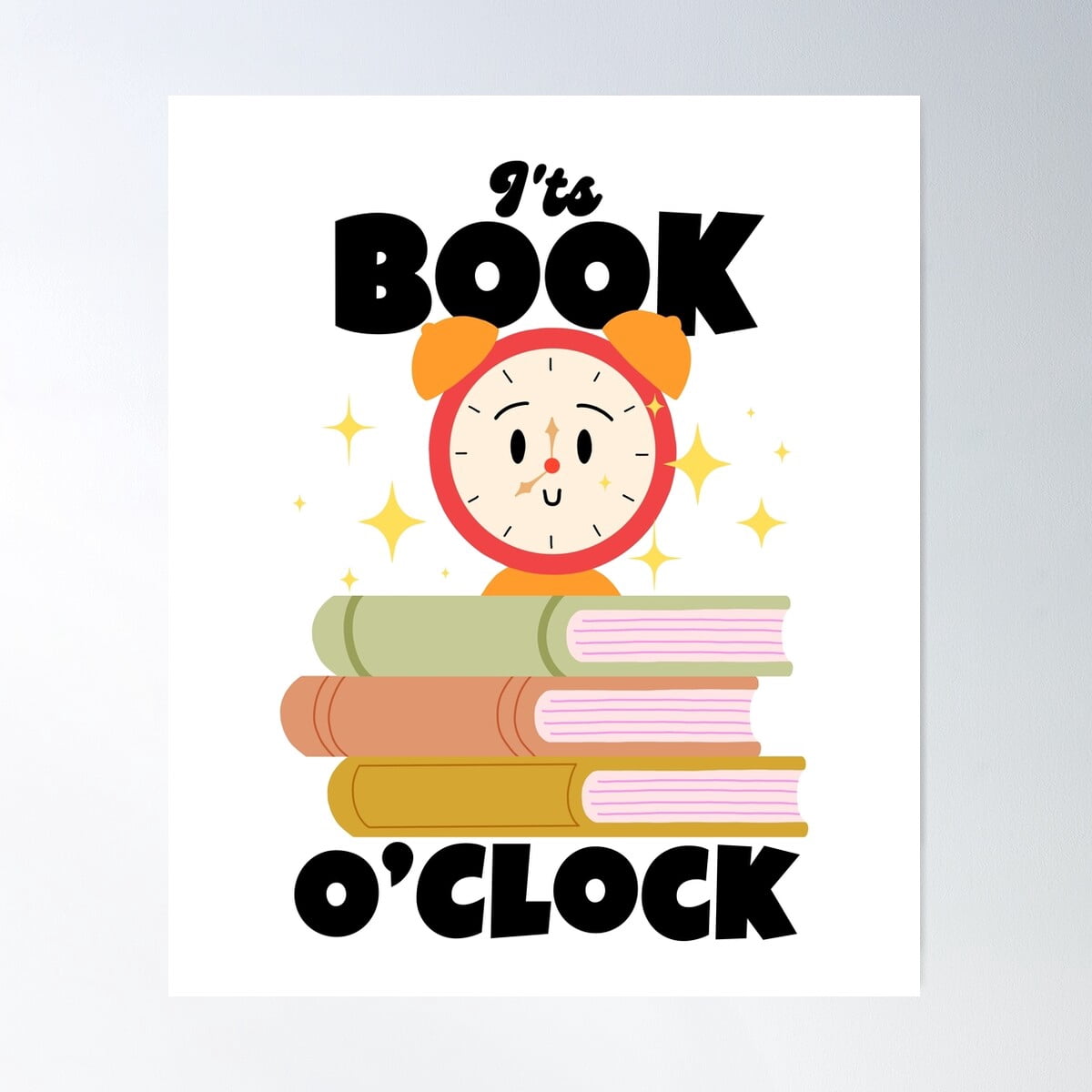 Kna Prints - 1 Pc Poster It'S Book O'Clock Reading Time Cute Books And ...