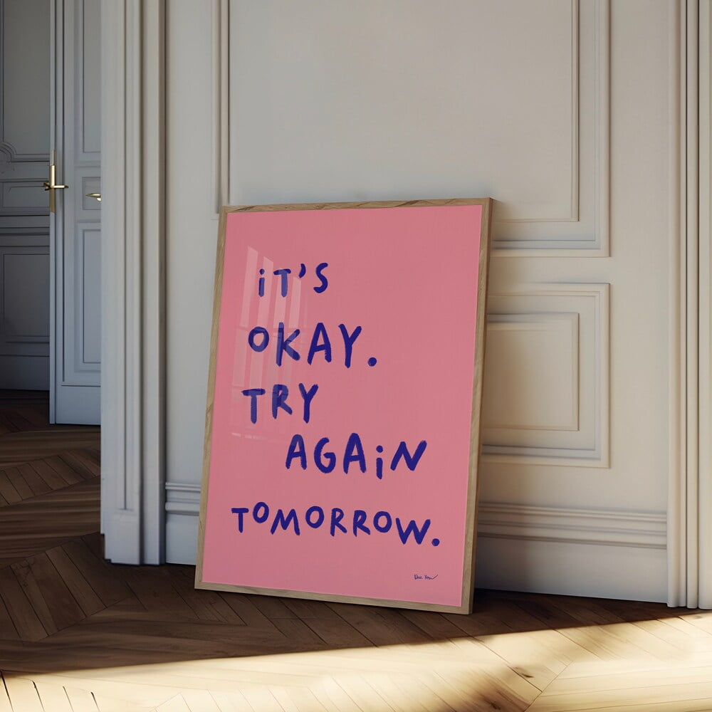 Kna Prints - 1 Pc Poster It‘S Okay Try Again Tomorrow Wall Art, Retro ...