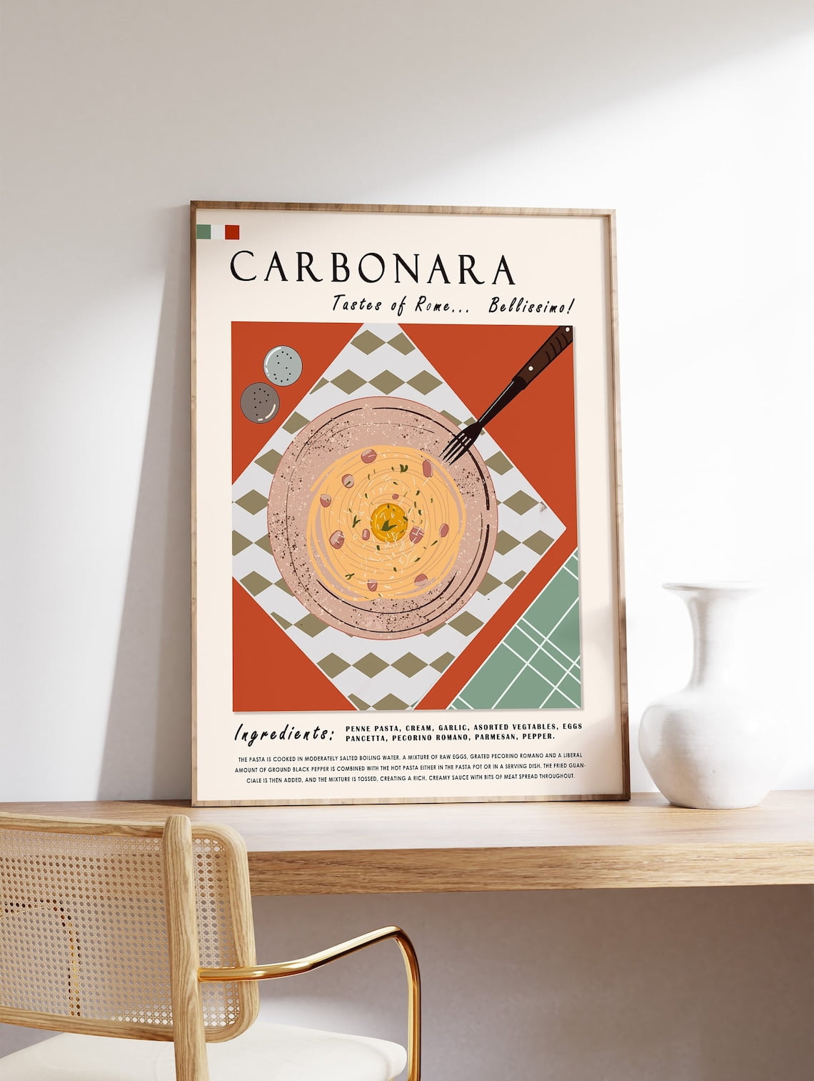Kna Prints - 1 Pc Poster Italian Carbonara Food , Art , Rome Print ...
