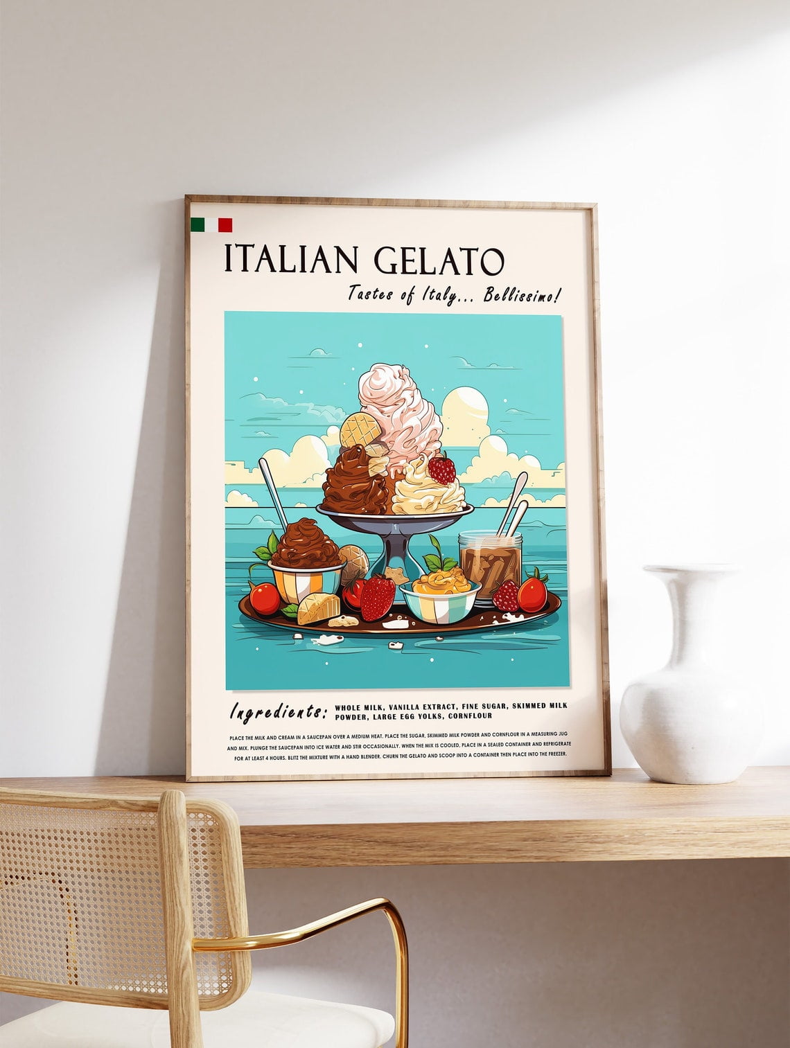 Kna Prints - 1 Pc Poster Italian Gelato , Gelato Food Print, Italian ...