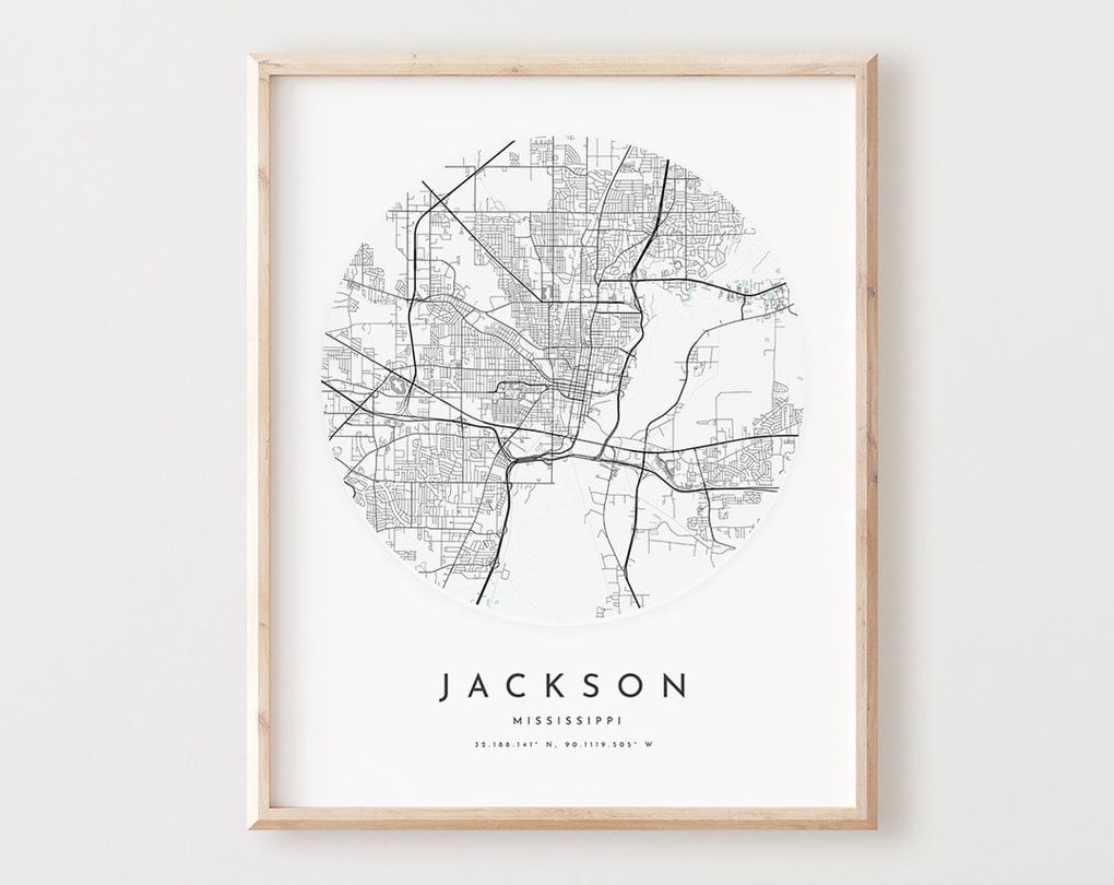 Kna Prints - 1 Pc Poster Jackson Map Print, Jackson Map City Wall Art ...