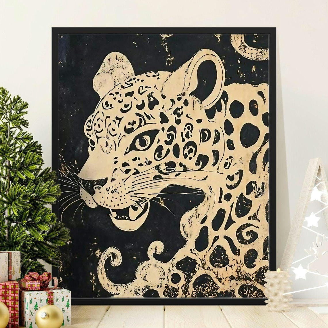 Kna Prints - 1 Pc Poster Jaguar Art, Modern Animal Print, Black And ...